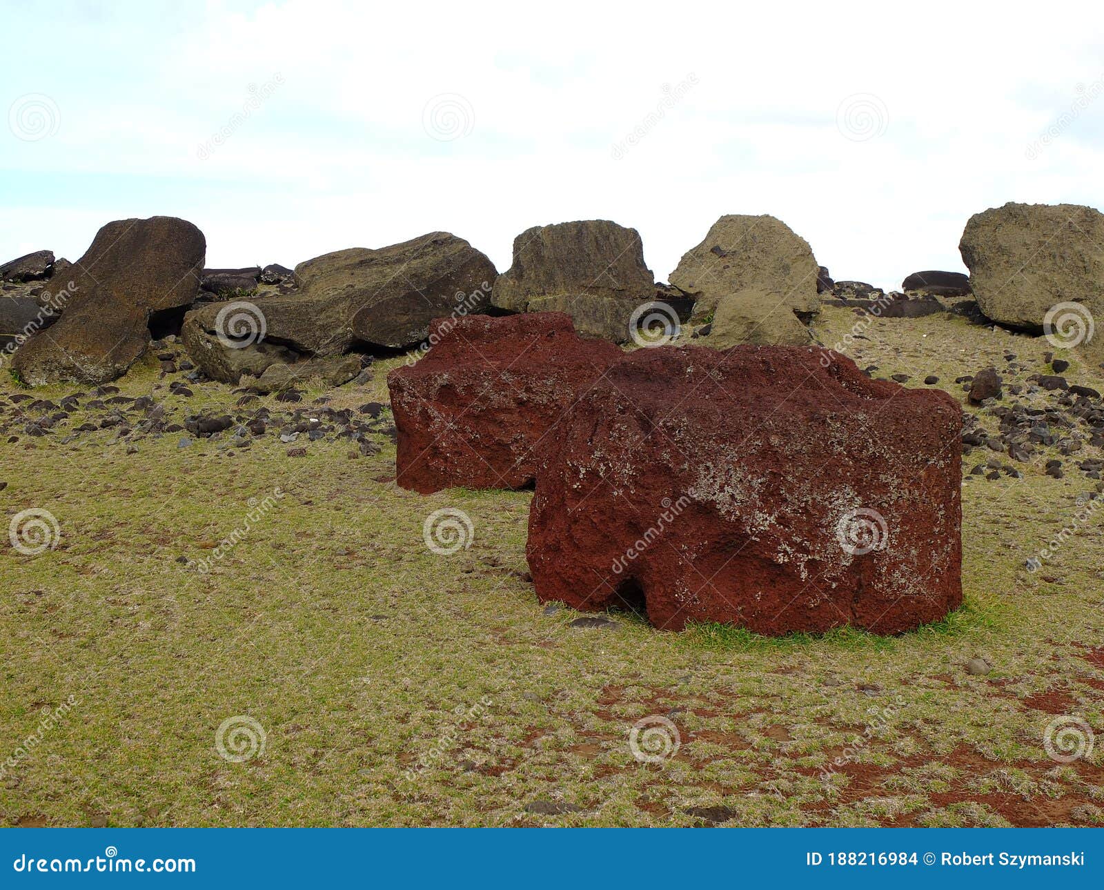 Moai Pukao on Easter Island Rapa Nui, Chile Stock Photo - Image of ...