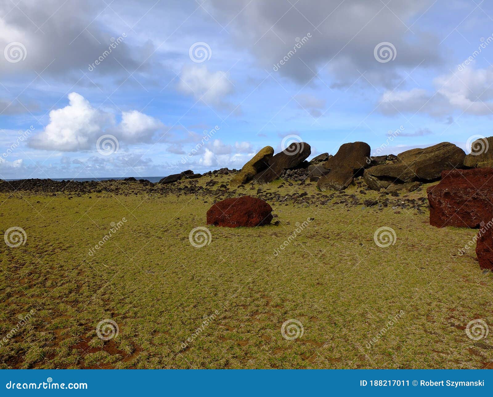 Moai Pukao On Easter Island Rapa Nui, Chile Royalty-Free Stock ...