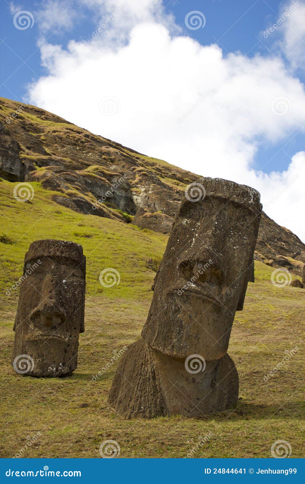 Moai on Rano Raraku, Easter Island Stock Image - Image of america ...