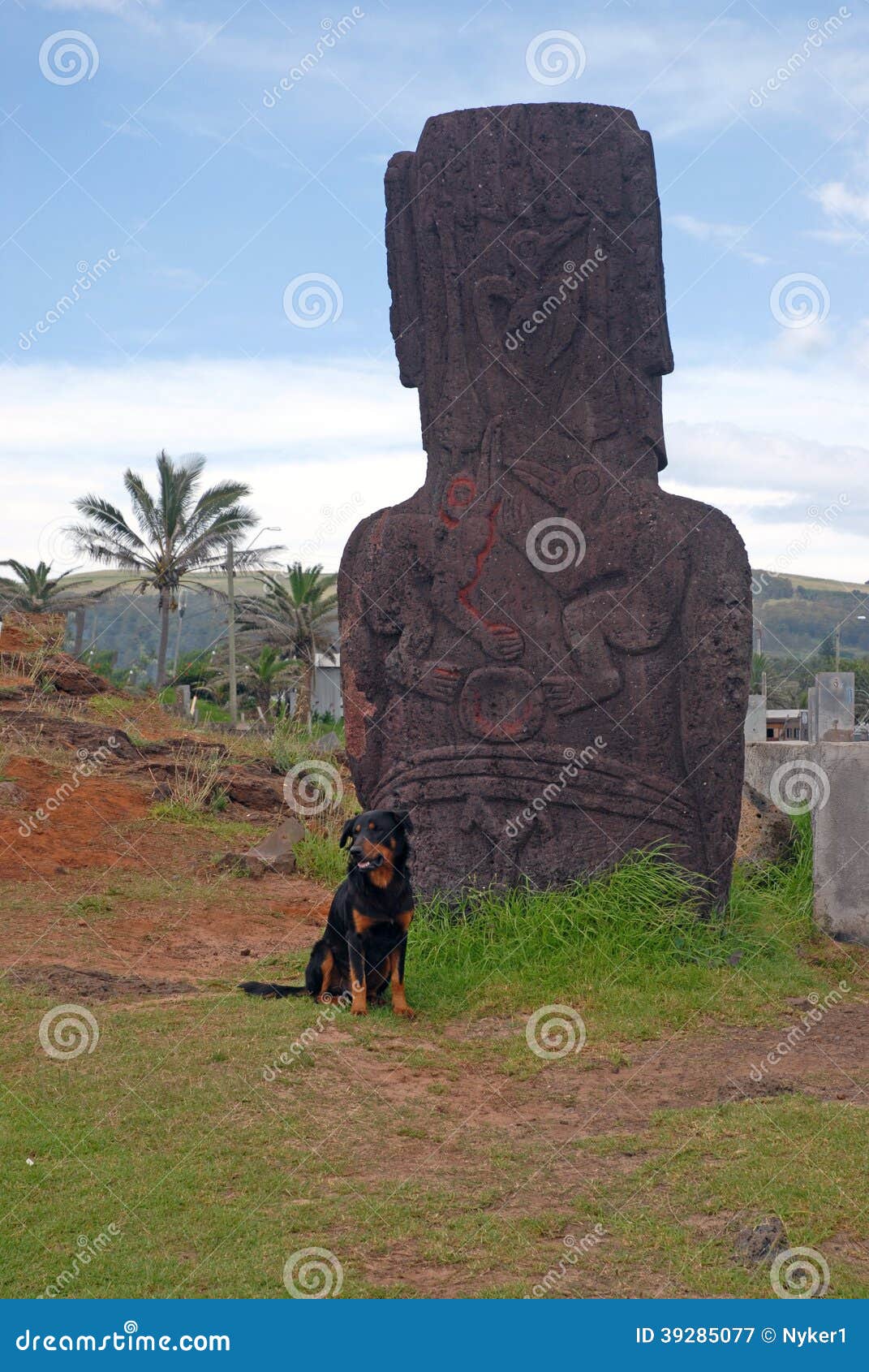 Moai Statue with Dog at Rapa Nui - Easter Island Stock Image - Image of ...