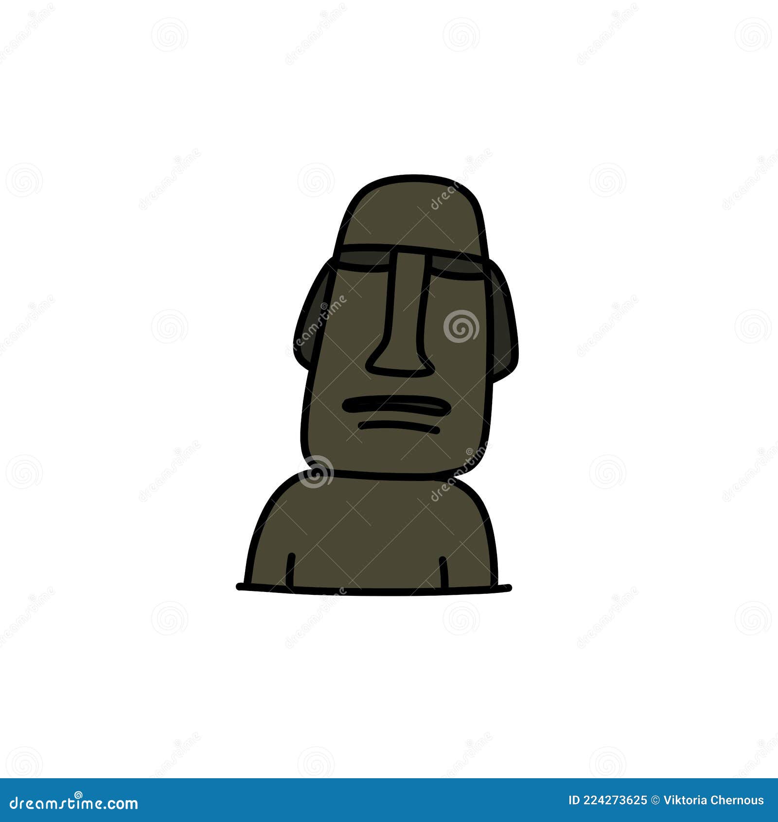 Moai Statue Doodle Icon, Vector Color Line Illustration | CartoonDealer ...