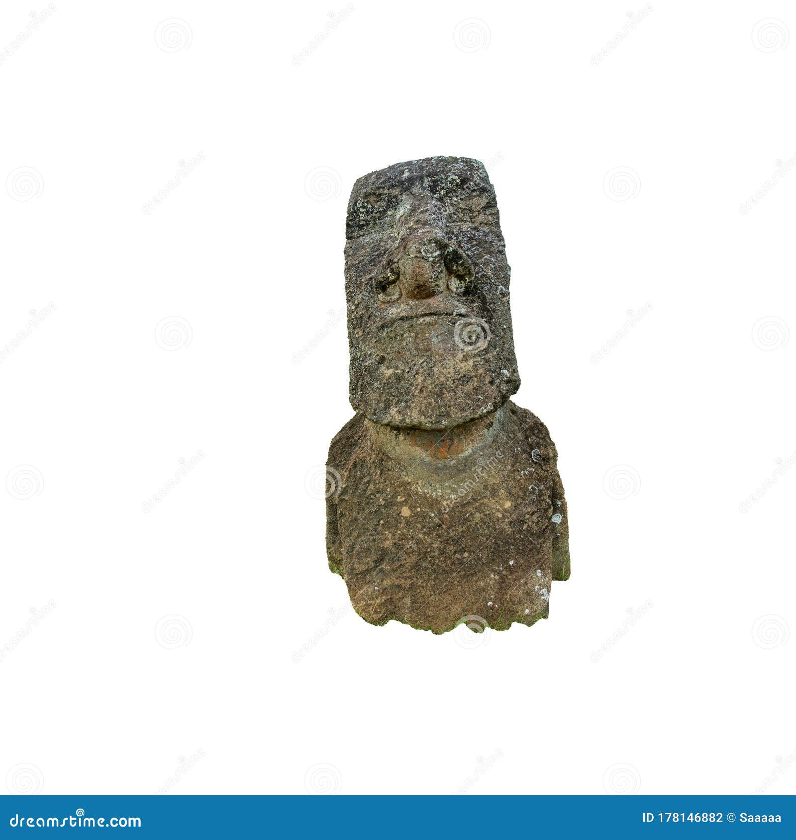 Moai Statue Twisted Looking Left Isolated Over White Background Stock ...