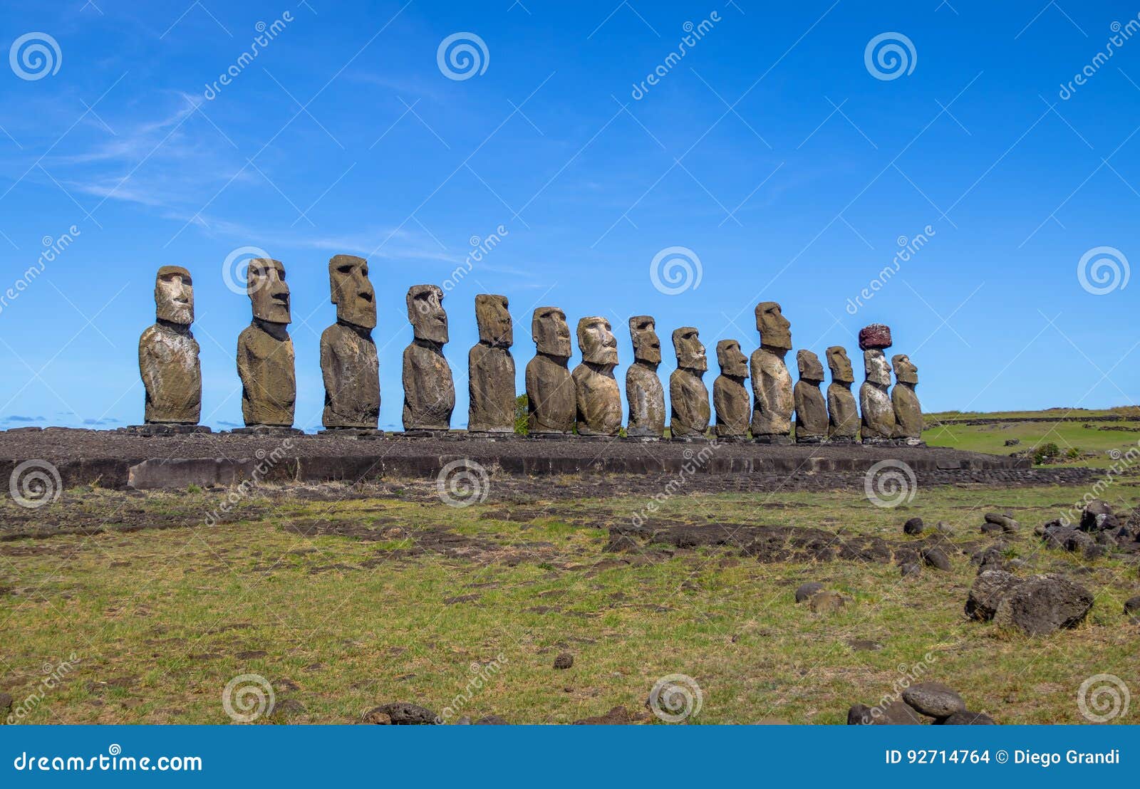 Moai Statues of Ahu Tongariki - Easter Island, Chile Stock Photo ...