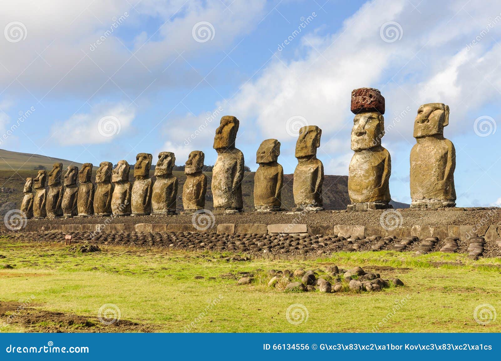 The 15 Moai Statues in Ahu Tongariki, Easter Island, Chile Stock Photo ...