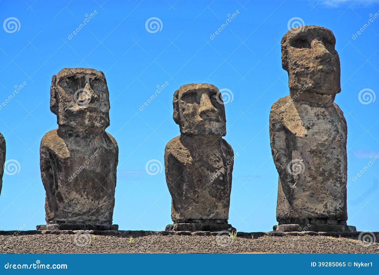 Moai Stone Statues at Rapa Nui - Easter Island Stock Image - Image of ...