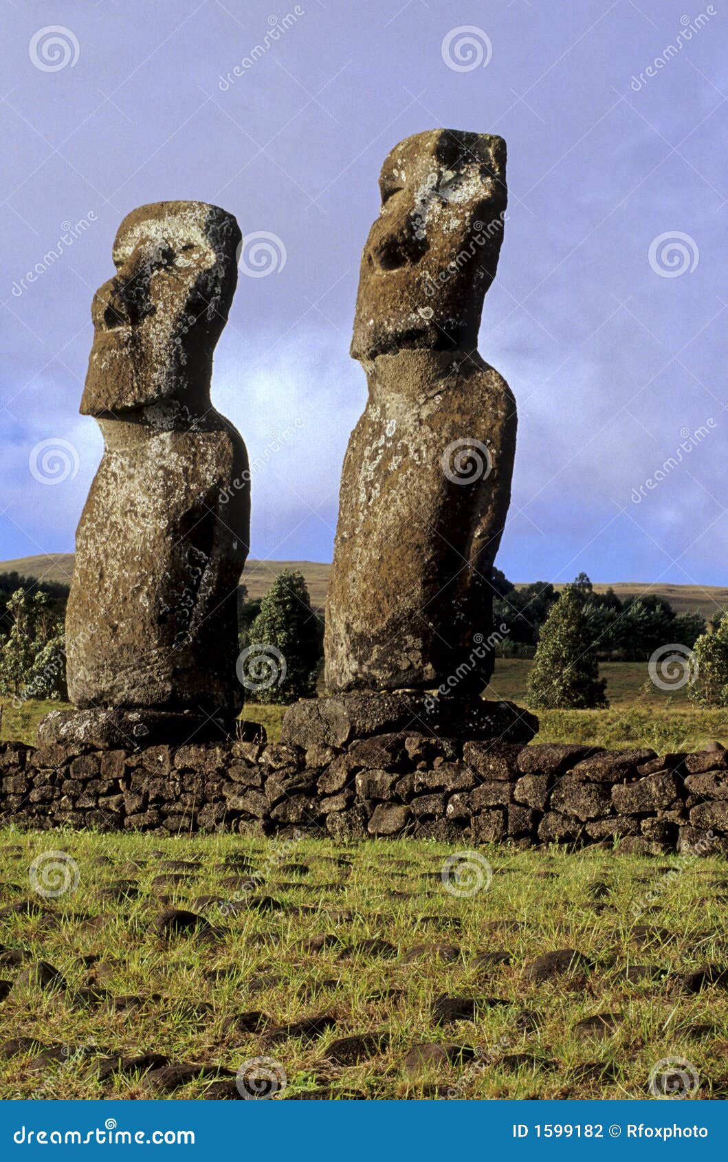 Seven Moais Of Ahu Nau Nau And Single Moai Of Ahu Ature Huki Ceremonial ...