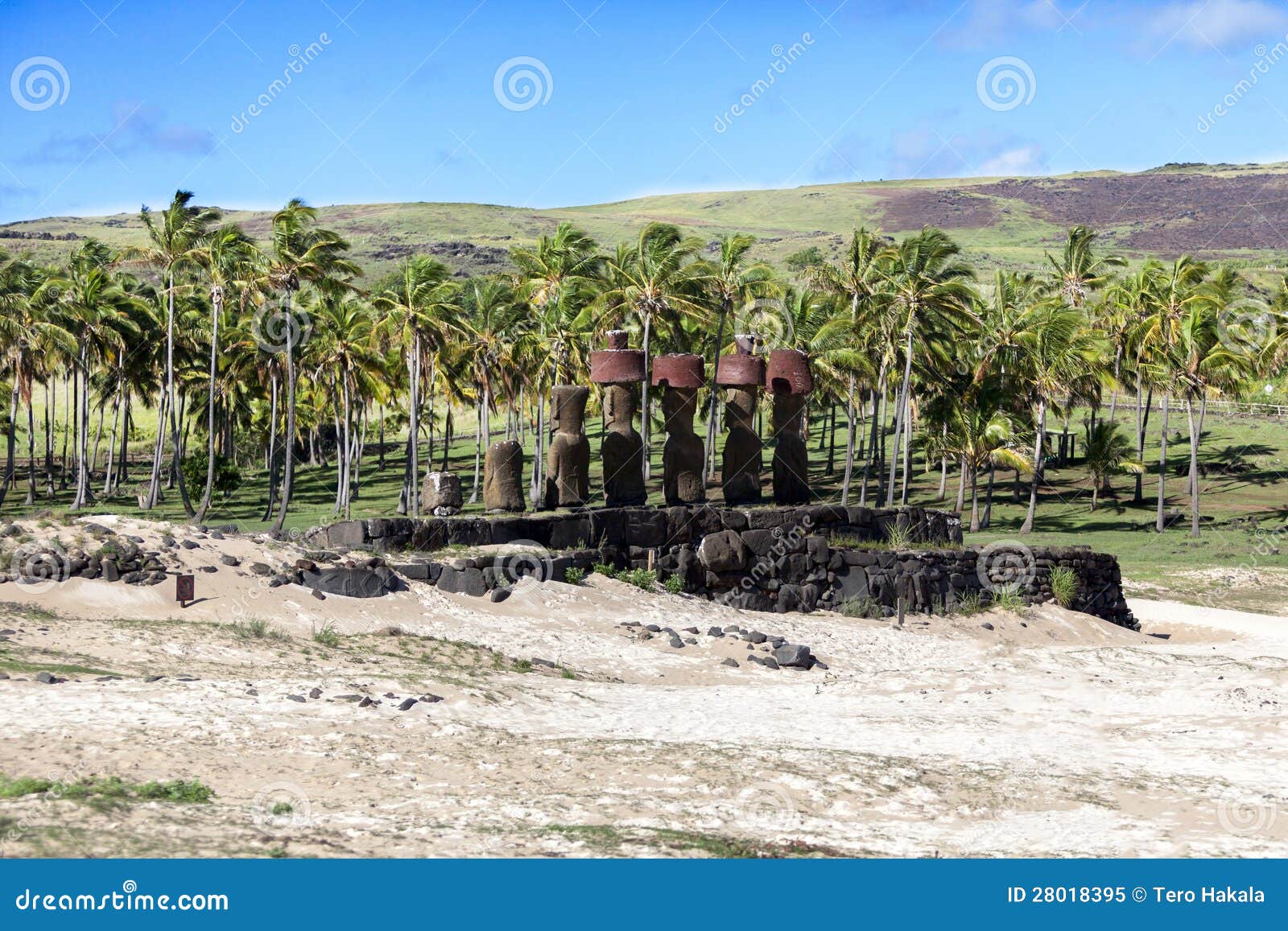 Anakena Beach Easter Island Rapa Nui Landscape Stock Photo ...