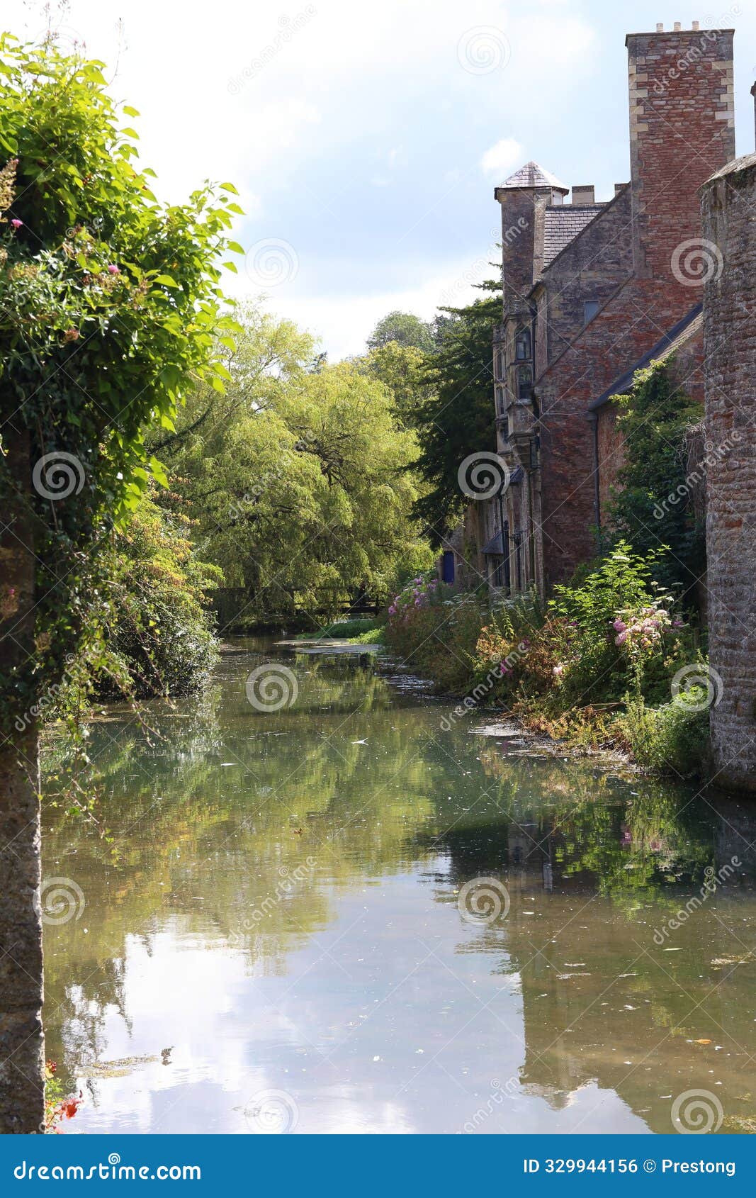 Moat Around the Bishops Palace, Wells, Taken from the Public Path Stock ...