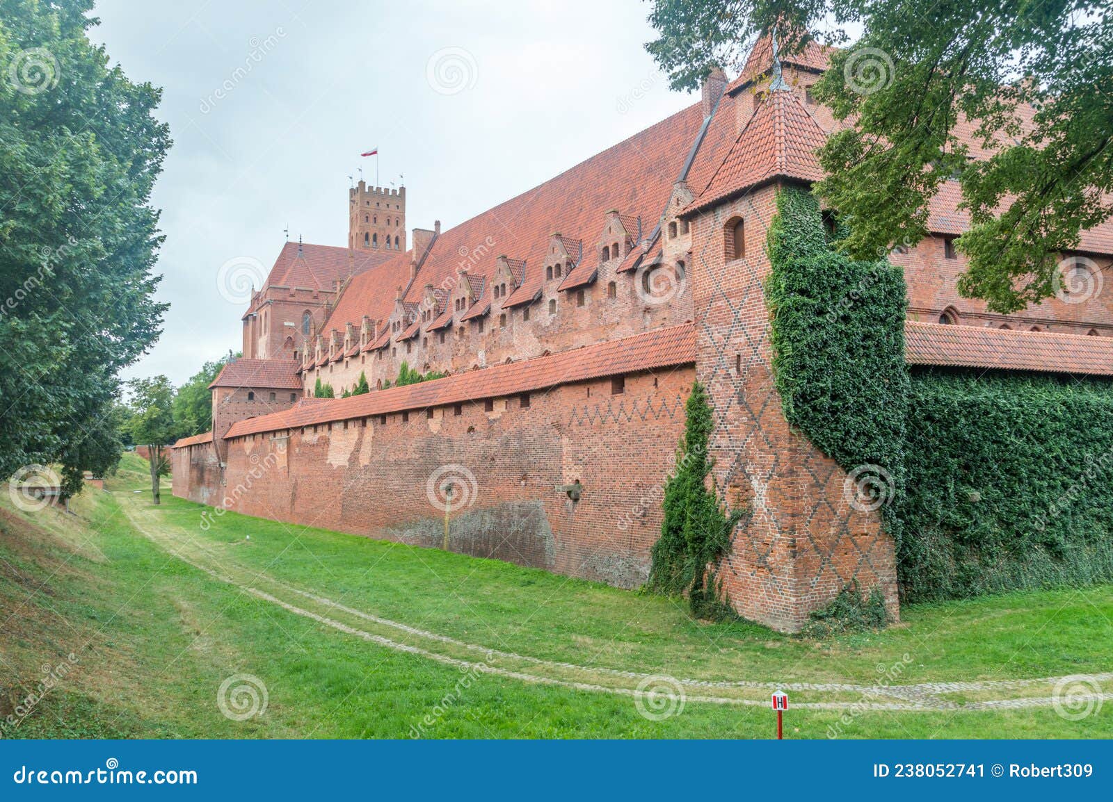 Moat with Defence Wall of Malbork Castle at Cloudy Day Stock Image ...