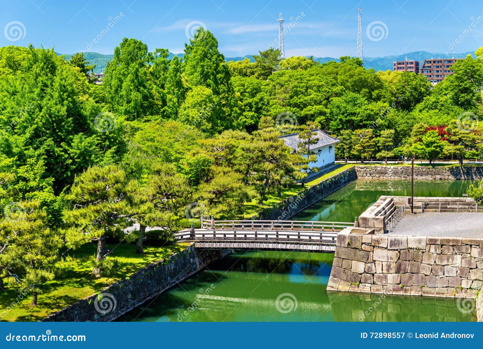 Moat of Nijo Castle in Kyoto Stock Image - Image of green, honmaru ...