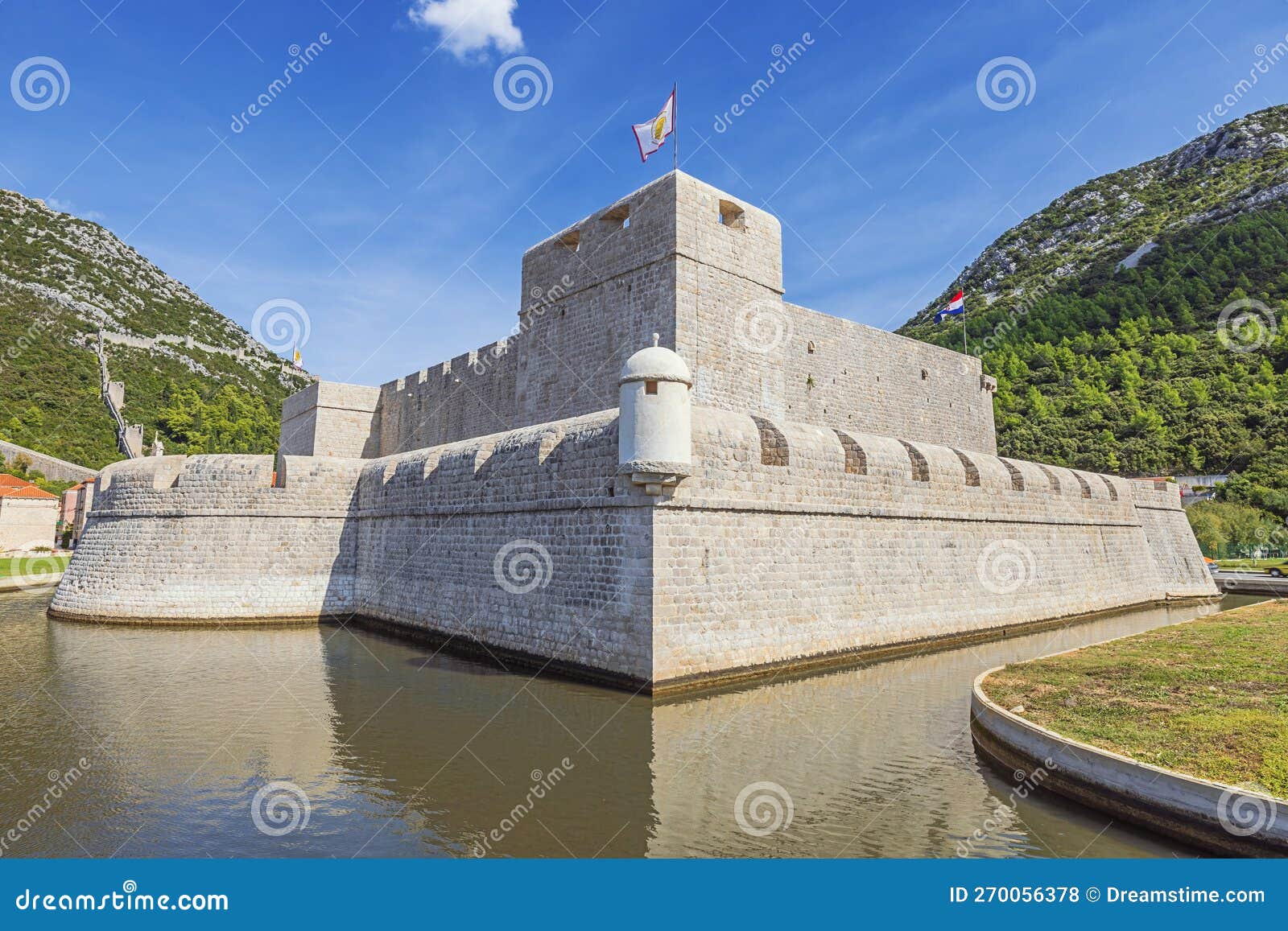Before the Moat of the Ston Castle Stock Photo - Image of preserved ...
