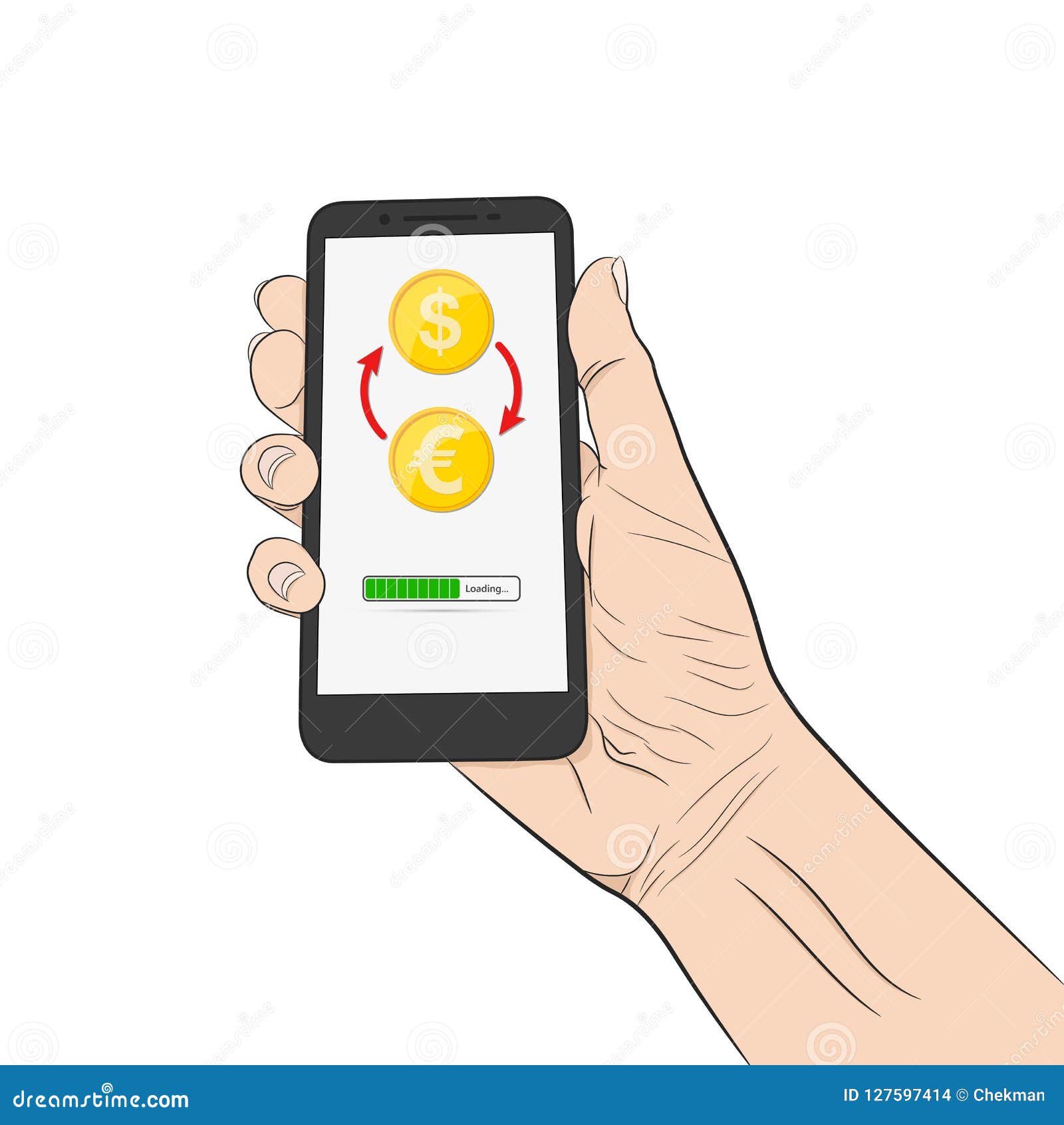 Mobiel Bankwezenconcept Vector Illustratie De Uitwisseling Van De Munt ... Mobiel Bankwezenconcept Vector Illustratie De Uitwisseling Van De Munt ...