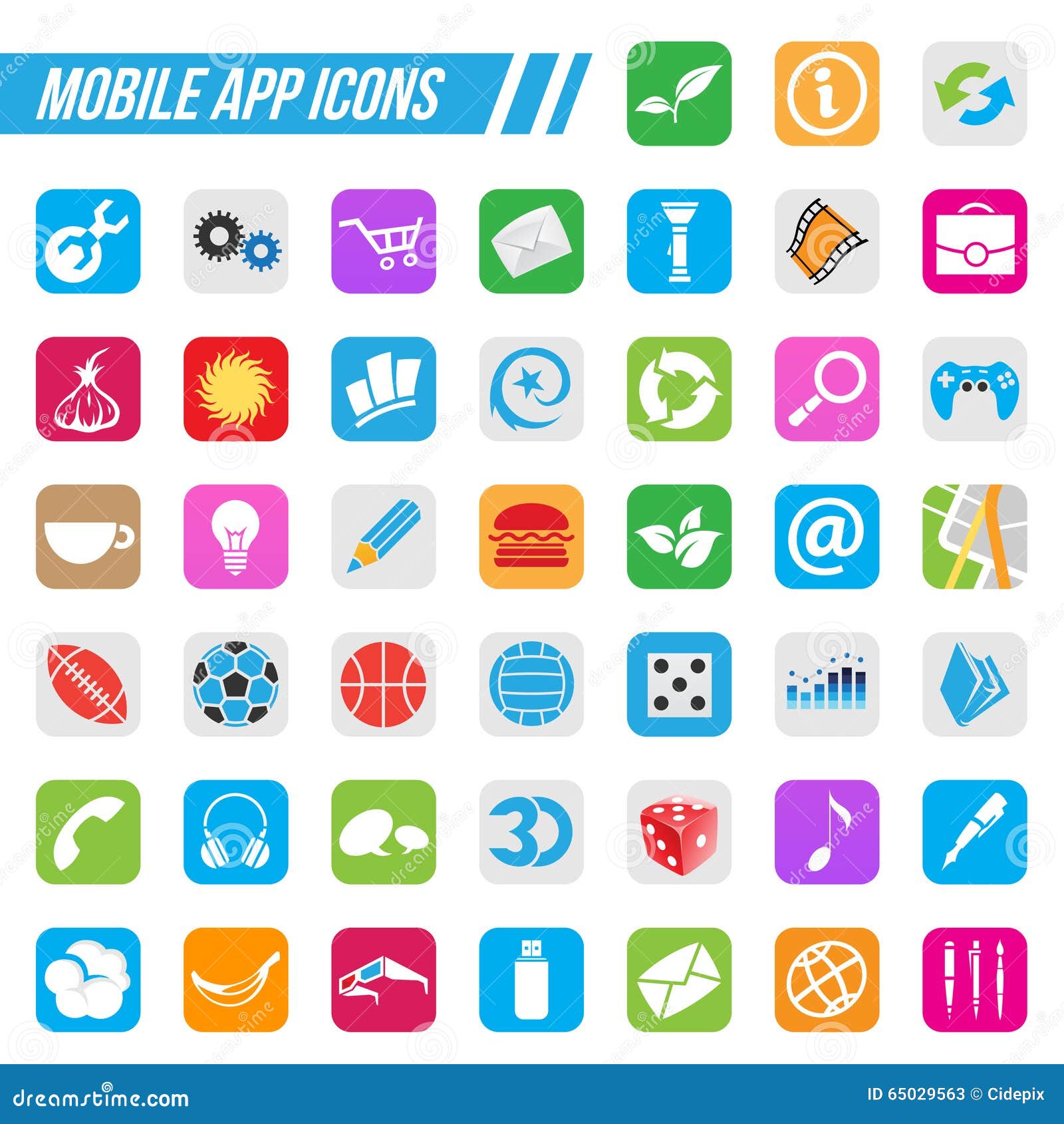 Mobiele app pictogrammen vector illustratie. Illustration of ...