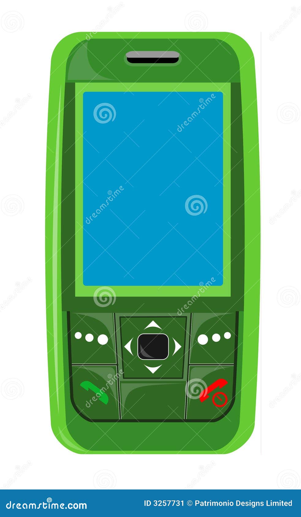 Mobiele groene telefoon stock illustratie. Illustration of toetsenbord ...