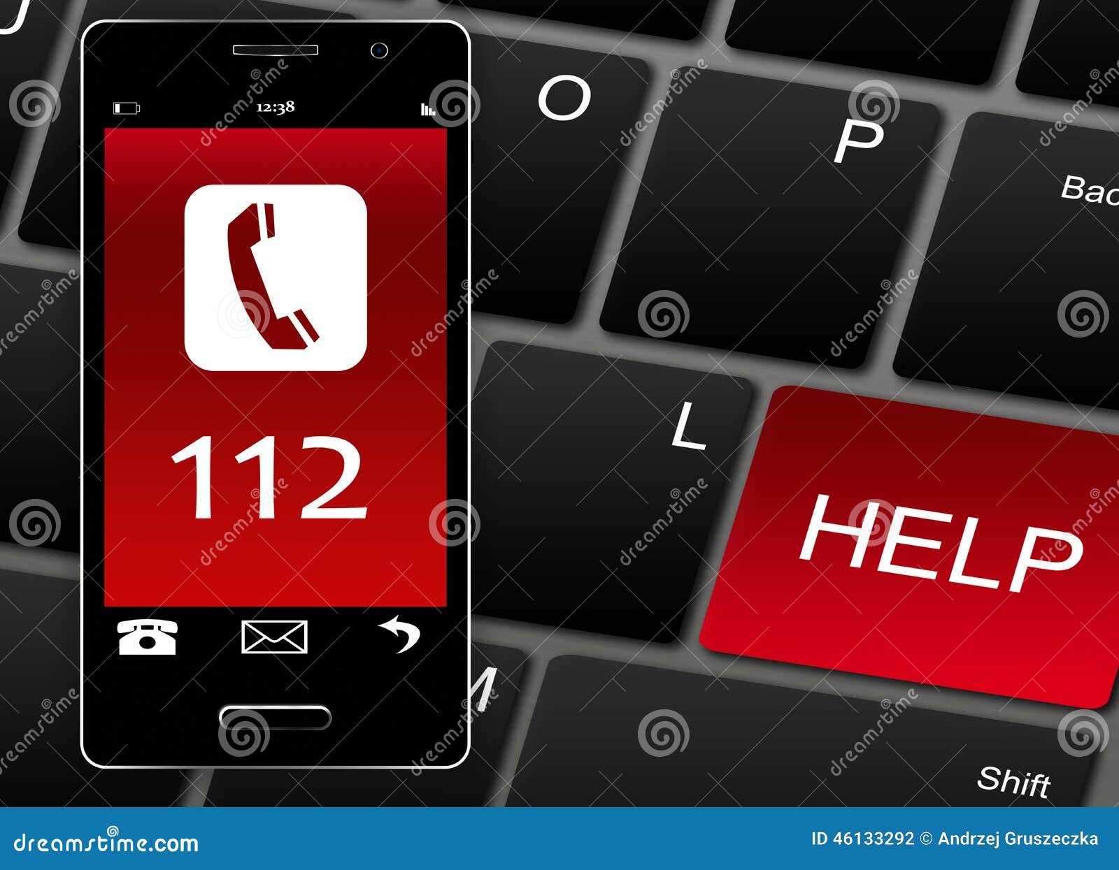 Mobiele Telefoon Met 112 Alarmnummer Over Wit Stock Foto - Image of ...