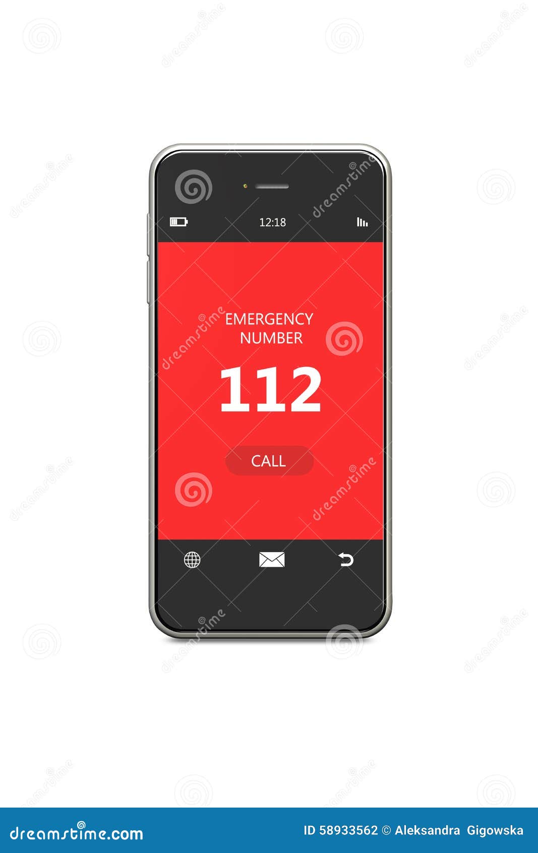 Mobiele Telefoon Met 112 Alarmnummer Over Wit Stock Illustratie ...