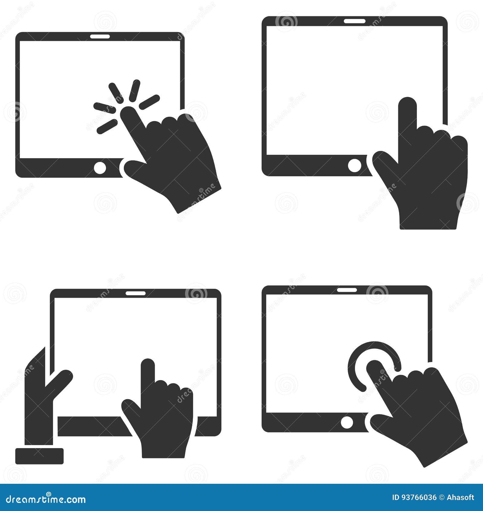 Mobiele Vlakke Het Pictogramreeks Van Tab and Hand Pointer Vector ...