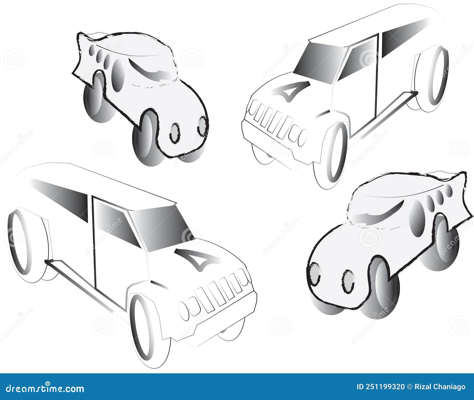 Kids Version of Hand Drawing Cars in Different Size and Type Stock ...