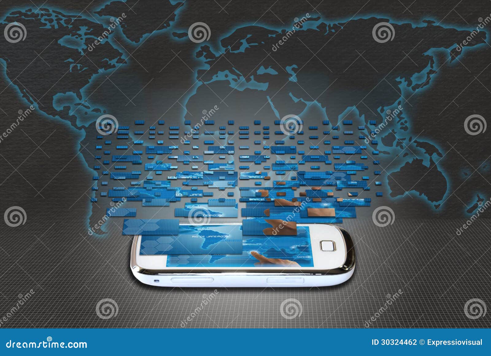 Mobil Phone with World Atlas Background Stock Photo - Image of ...