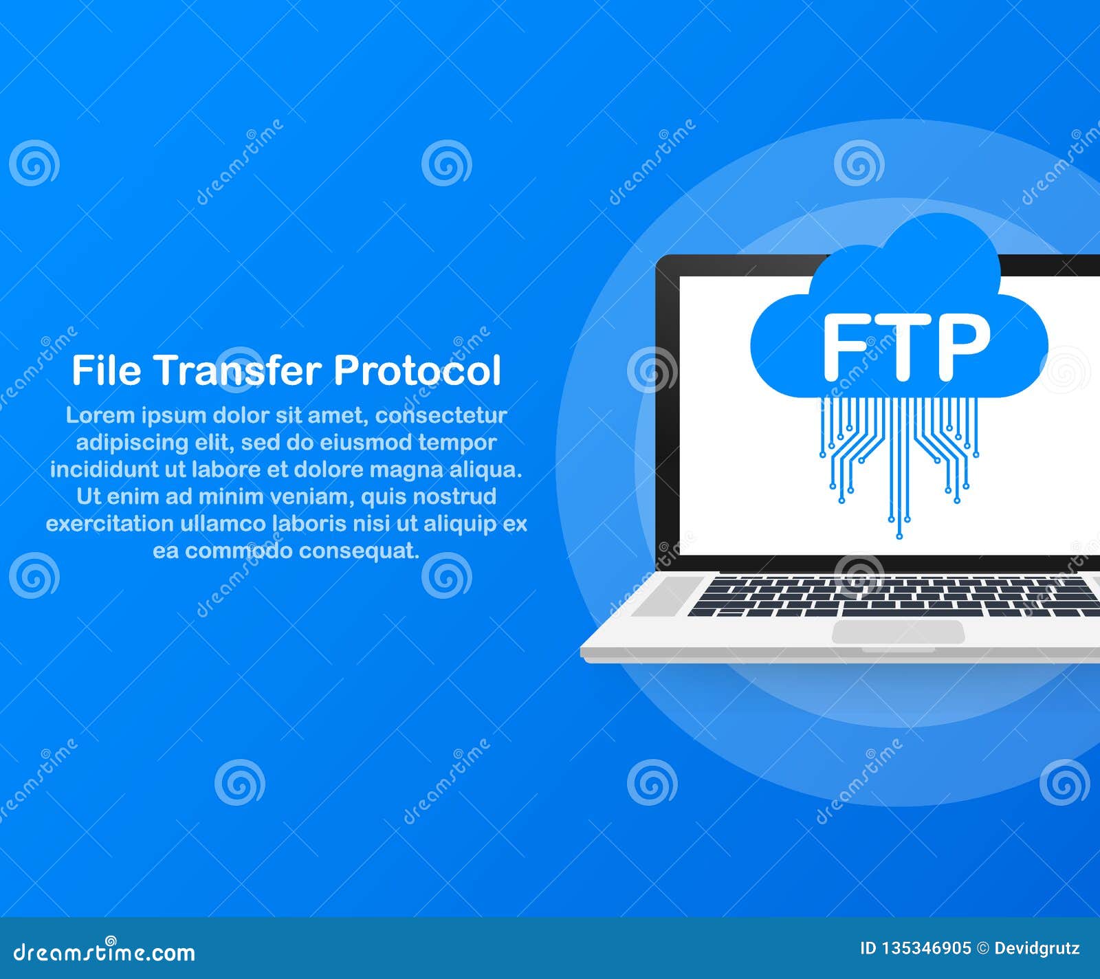 FTP File Transfer Icon on Laptop. FTP Technology Icon. Transfer Data To ...