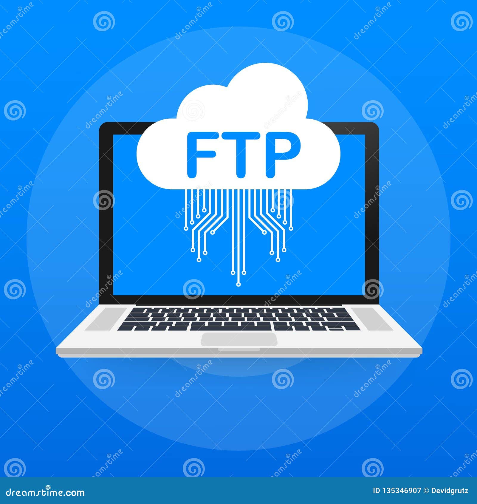 FTP File Transfer Icon on Laptop. FTP Technology Icon. Transfer Data To ...