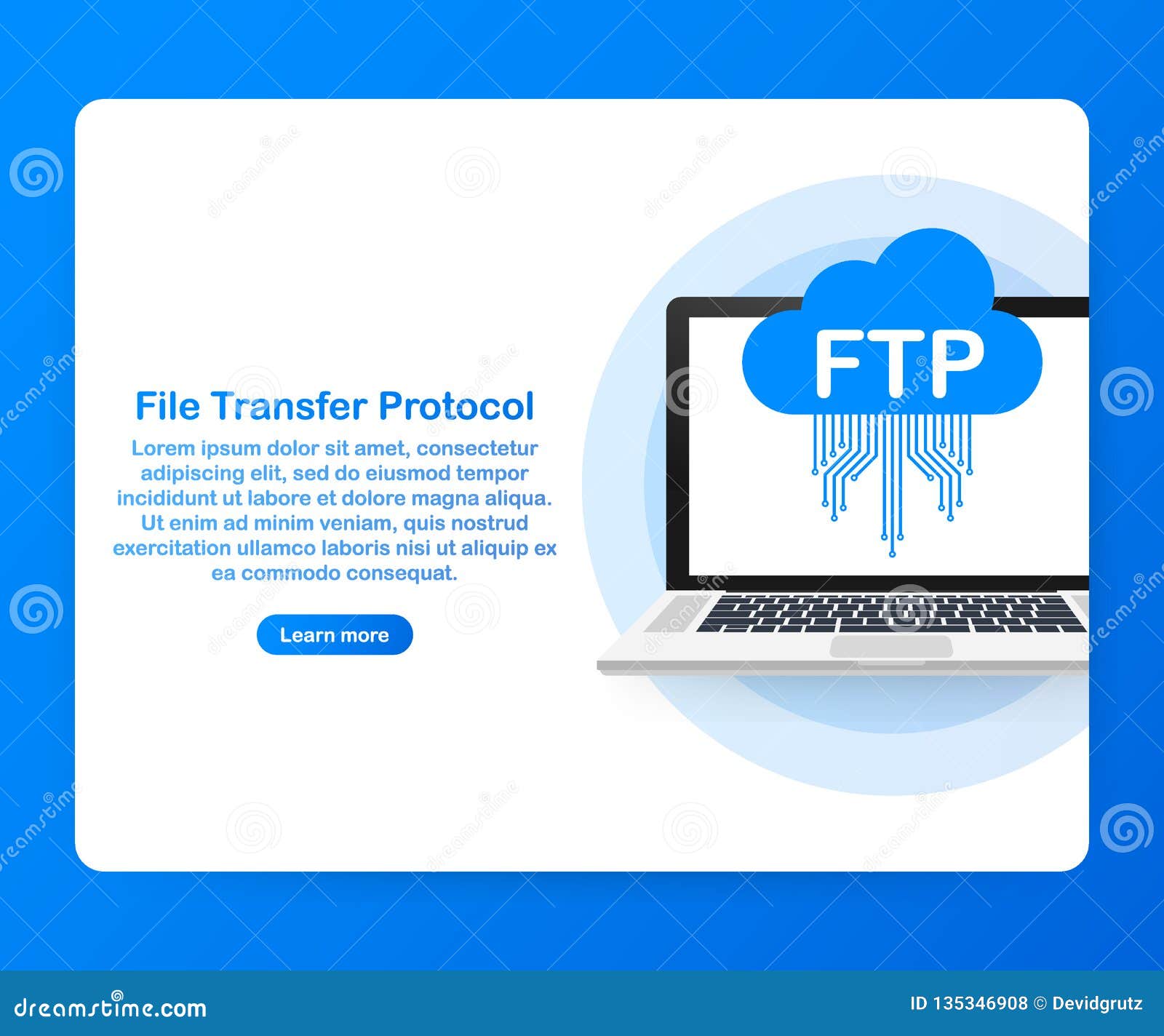 FTP File Transfer Icon on Laptop. FTP Technology Icon. Transfer Data To ...
