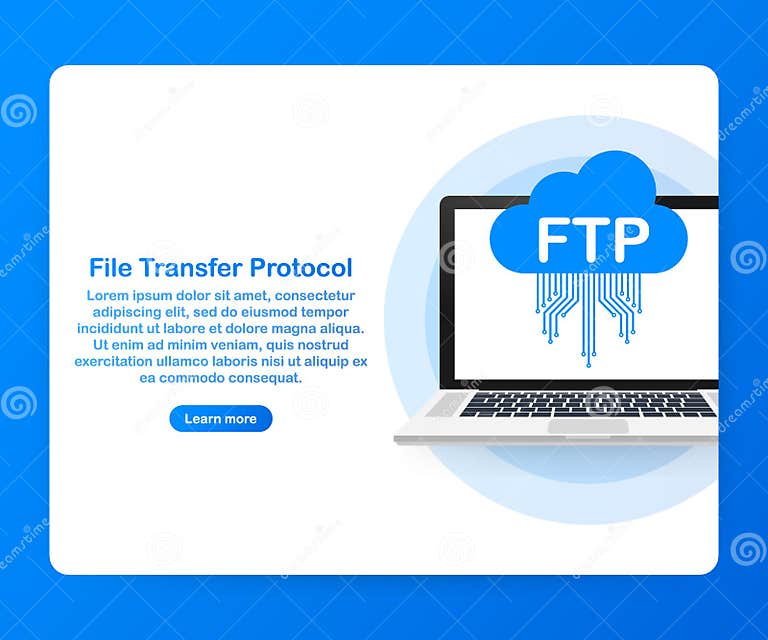 FTP File Transfer Icon on Laptop. FTP Technology Icon. Transfer Data To ...