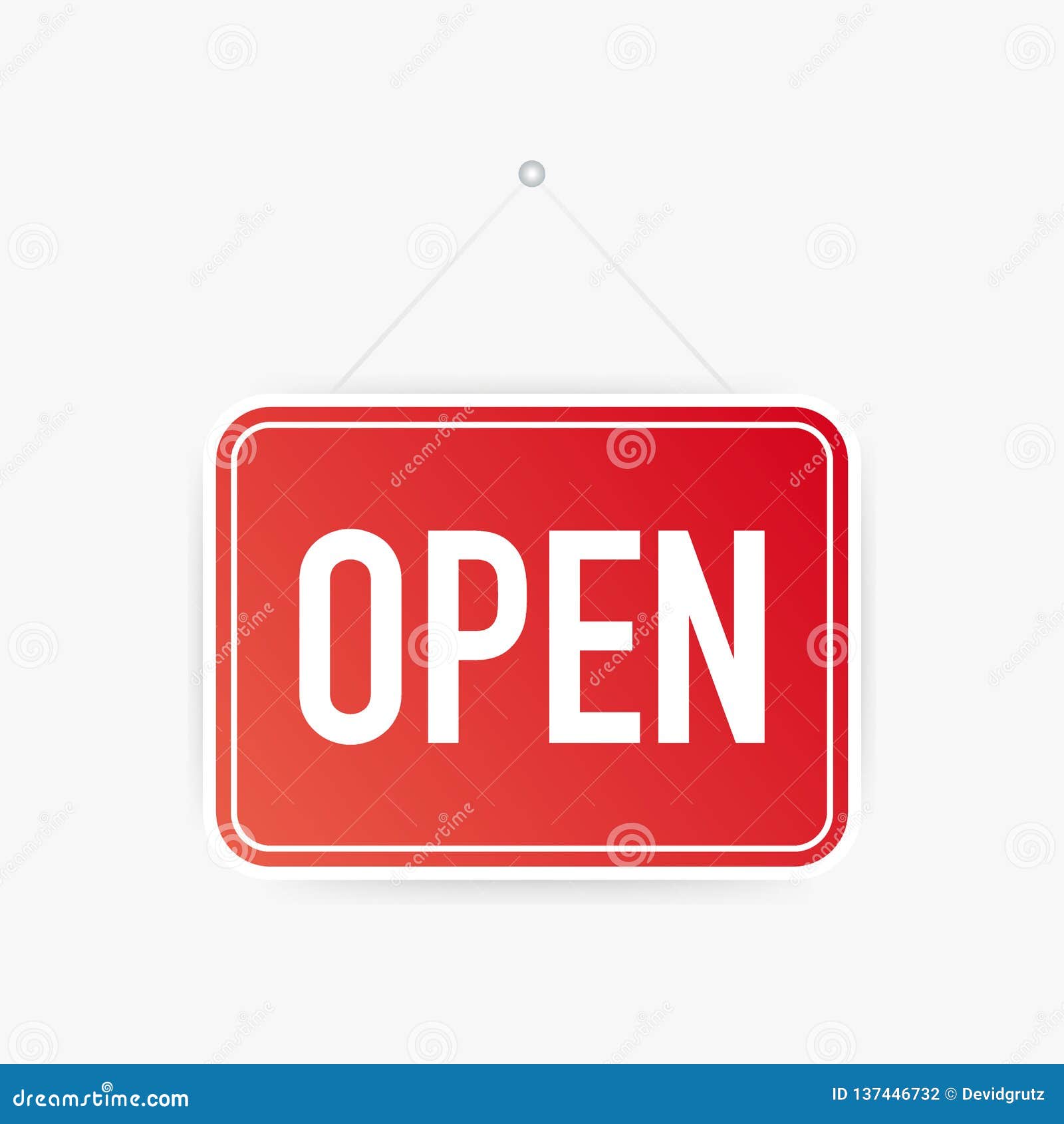 Open only Hanging Sign on White Background. Sign for Door. Vector ...