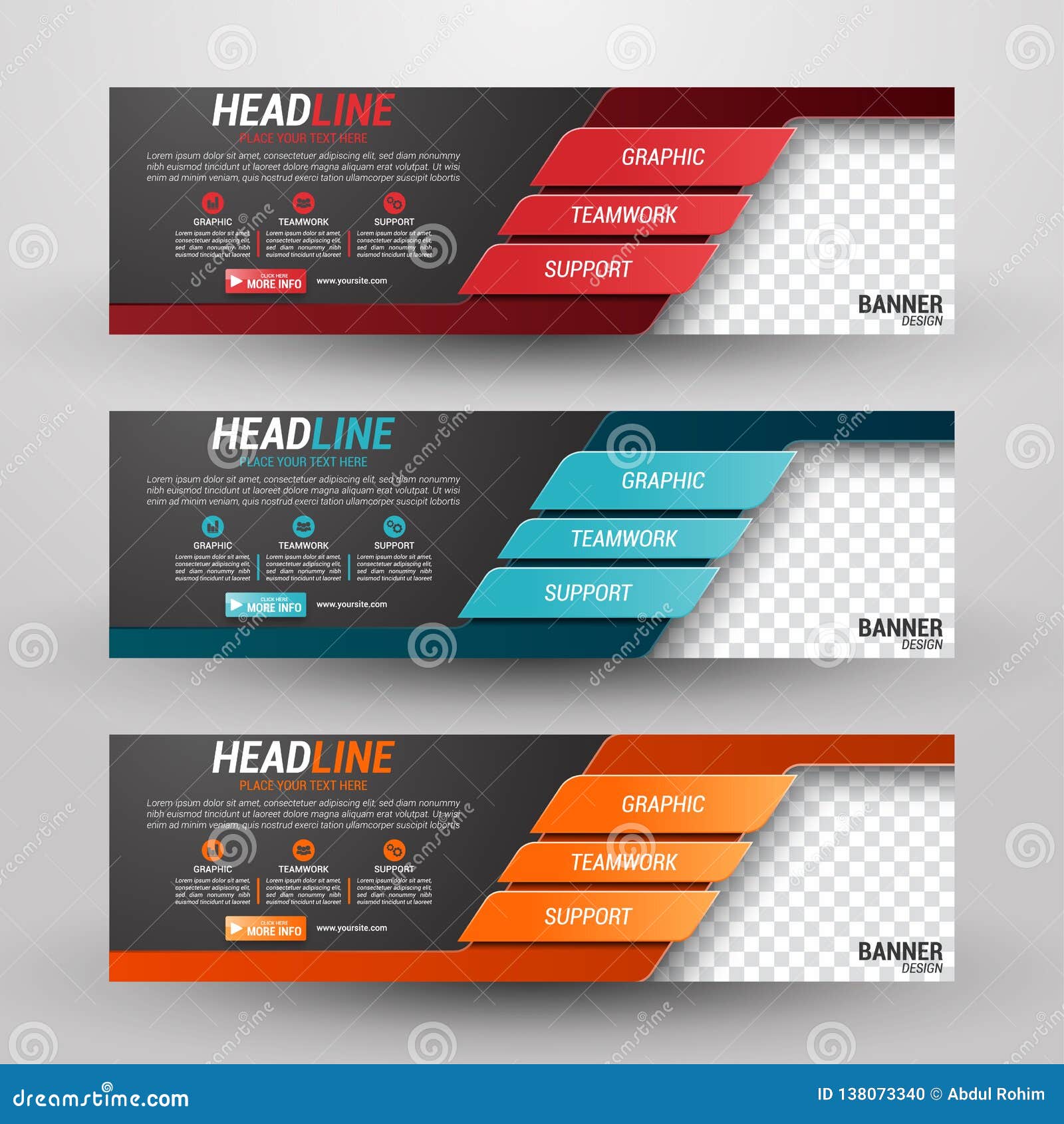 Three Banners Business with Abstract Background Stock Vector ...