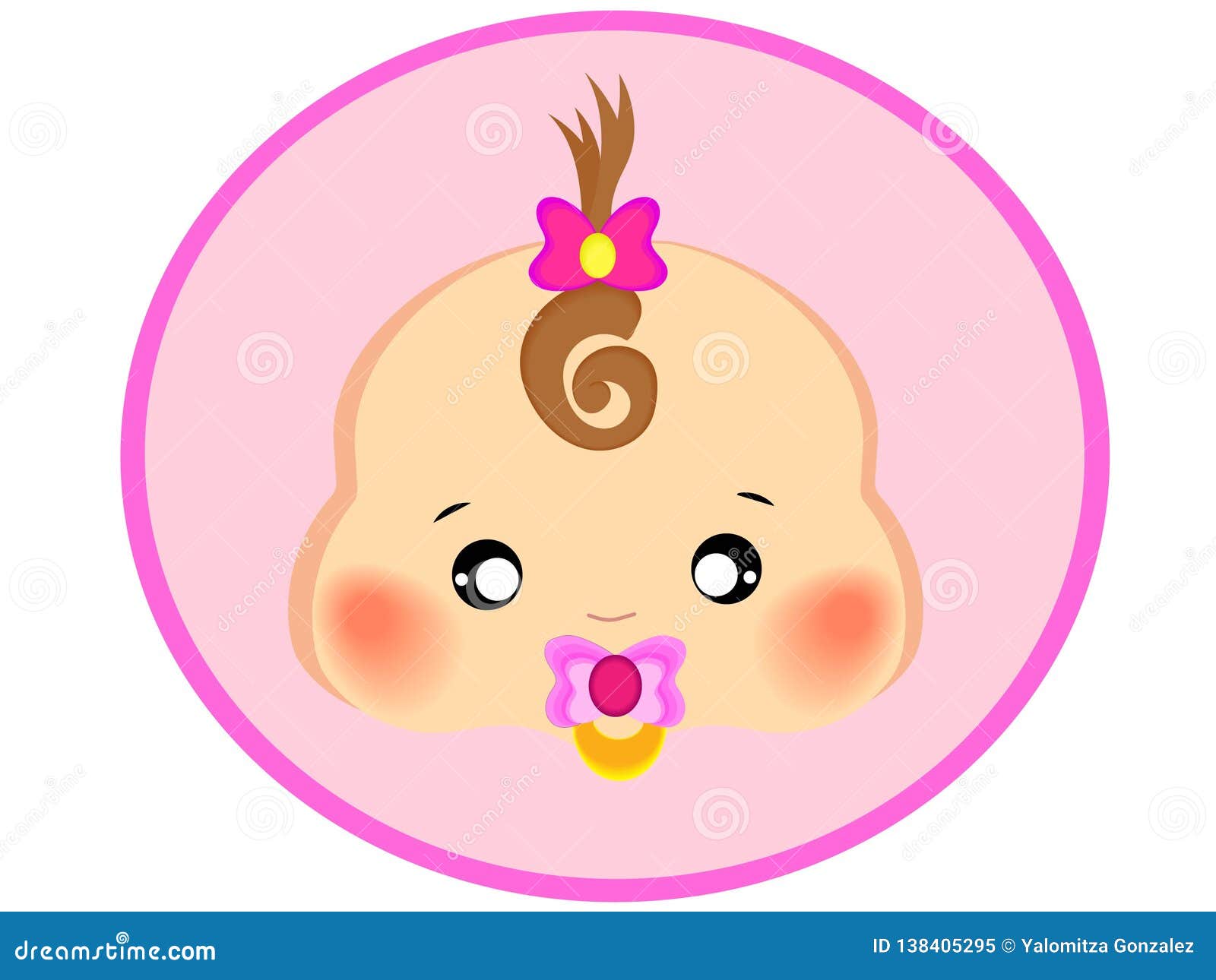 Pink Girl Baby Icon with a Cartoon Type Circle Stock Vector ...