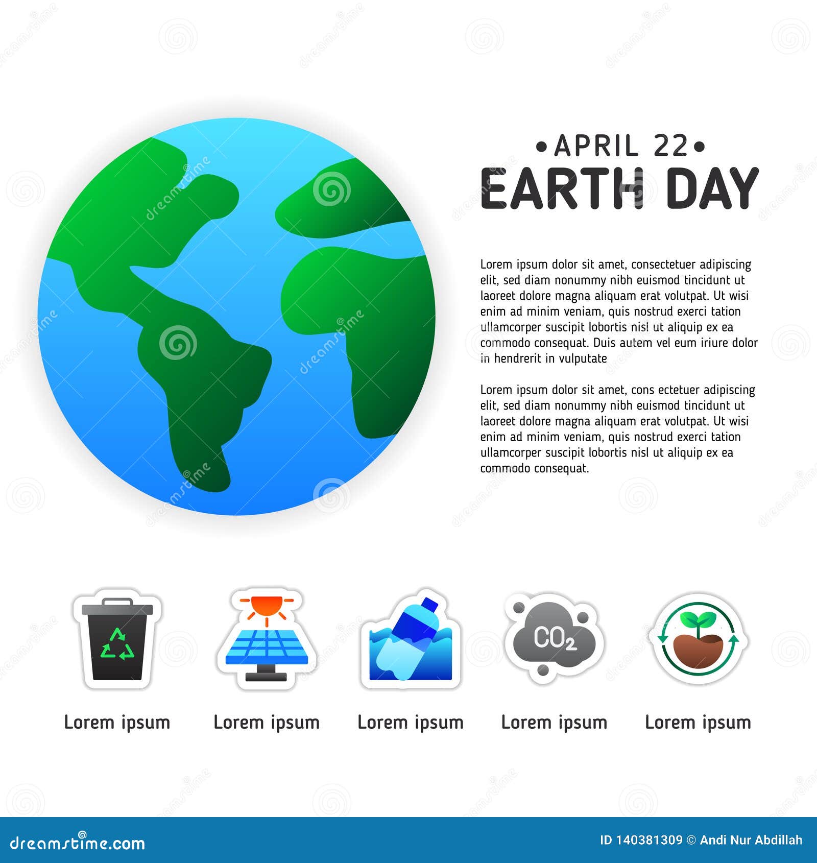 Earth Day Info Graphic Poster Template with Modern Icon of Earth Stock ...