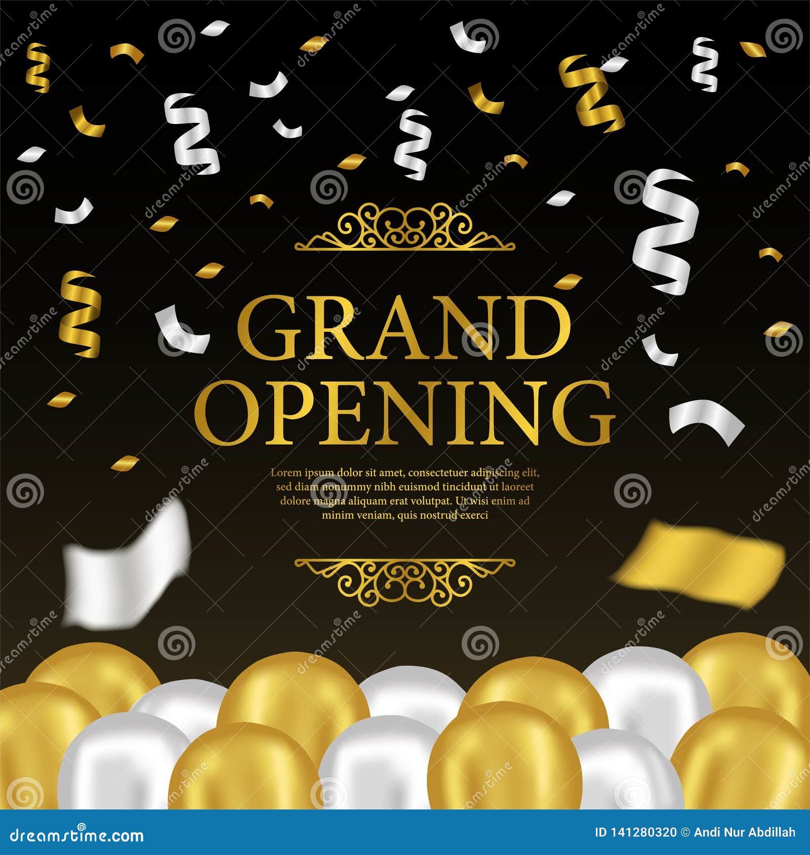 Grand Opening Luxury Party Celebration with Gold and Silver Balloon ...