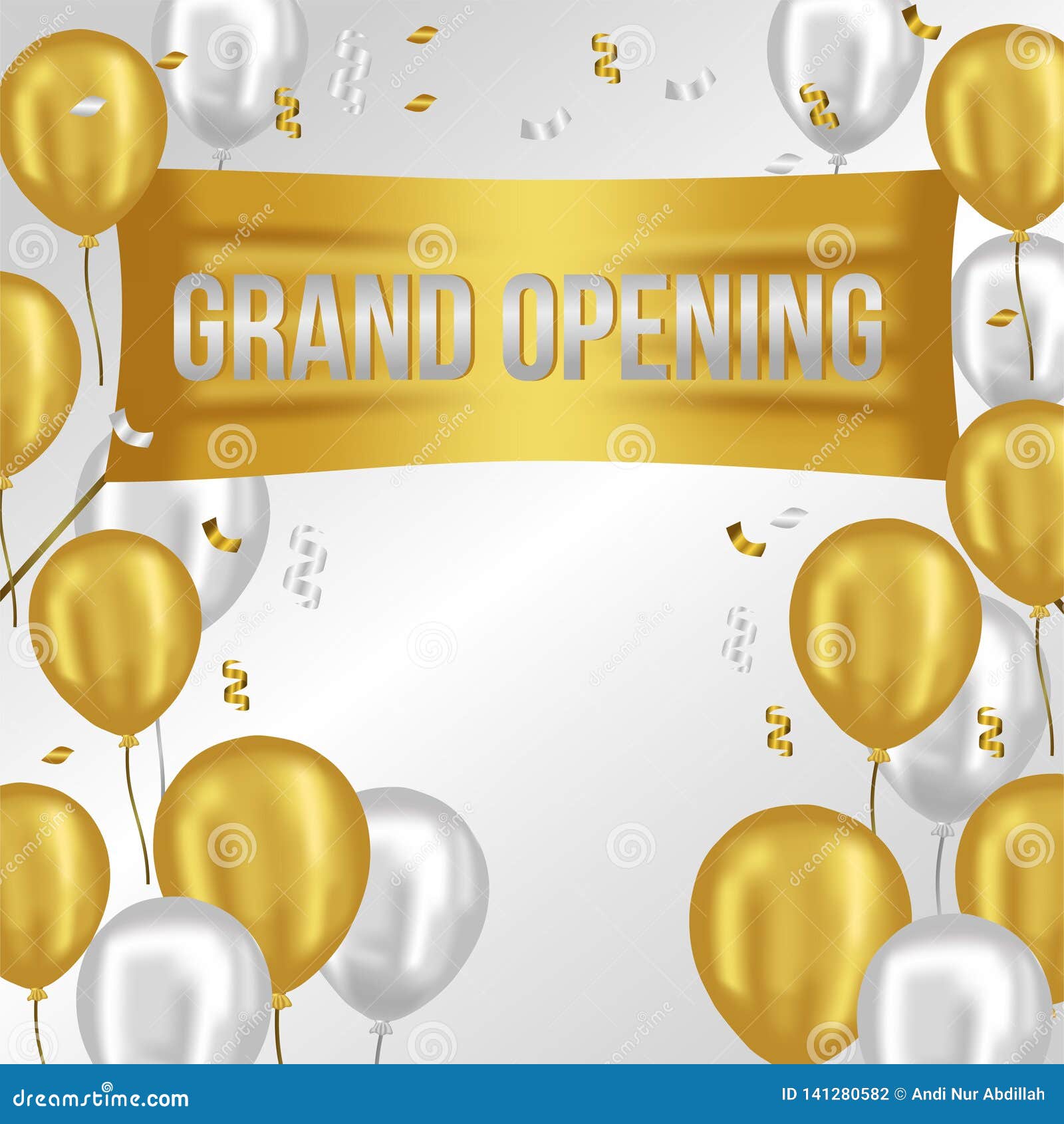 Grand Opening Golden Ribbon with Golden and Silver Balloon Luxury Party ...