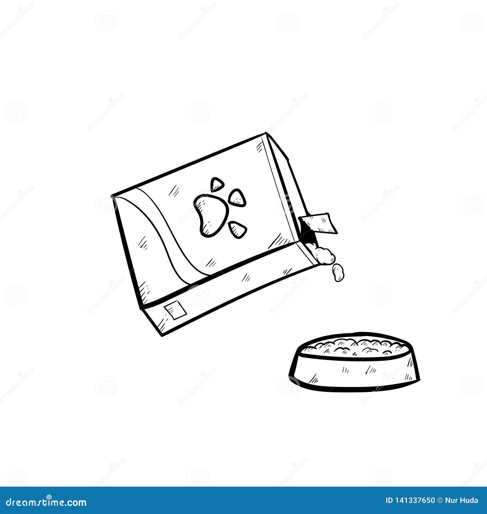 Dog Food Doodle Icon Vector Hand Drawing Stock Vector - Illustration of ...