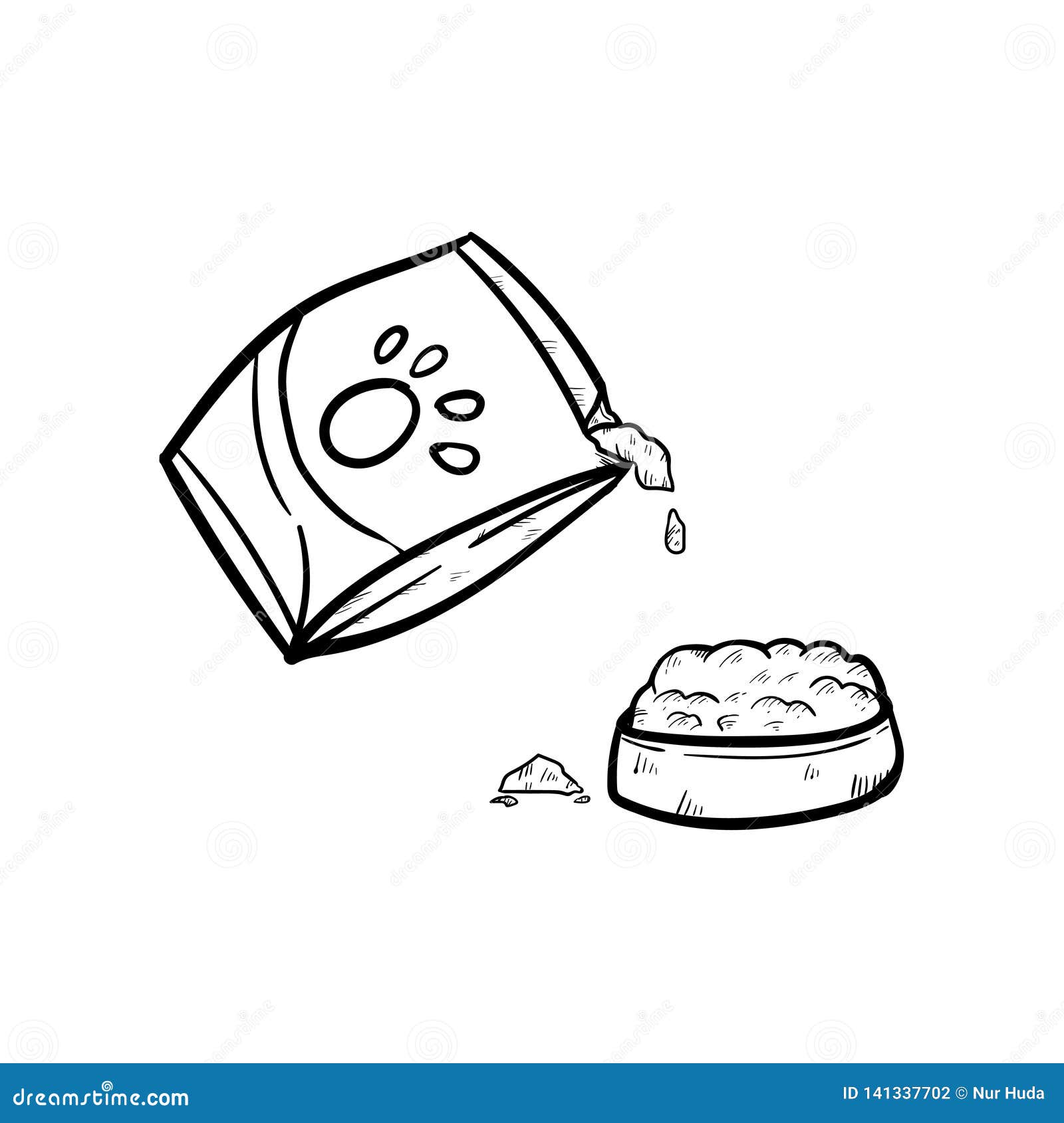 Dog Food Doodle Icon Vector Hand Drawing Stock Vector - Illustration of ...