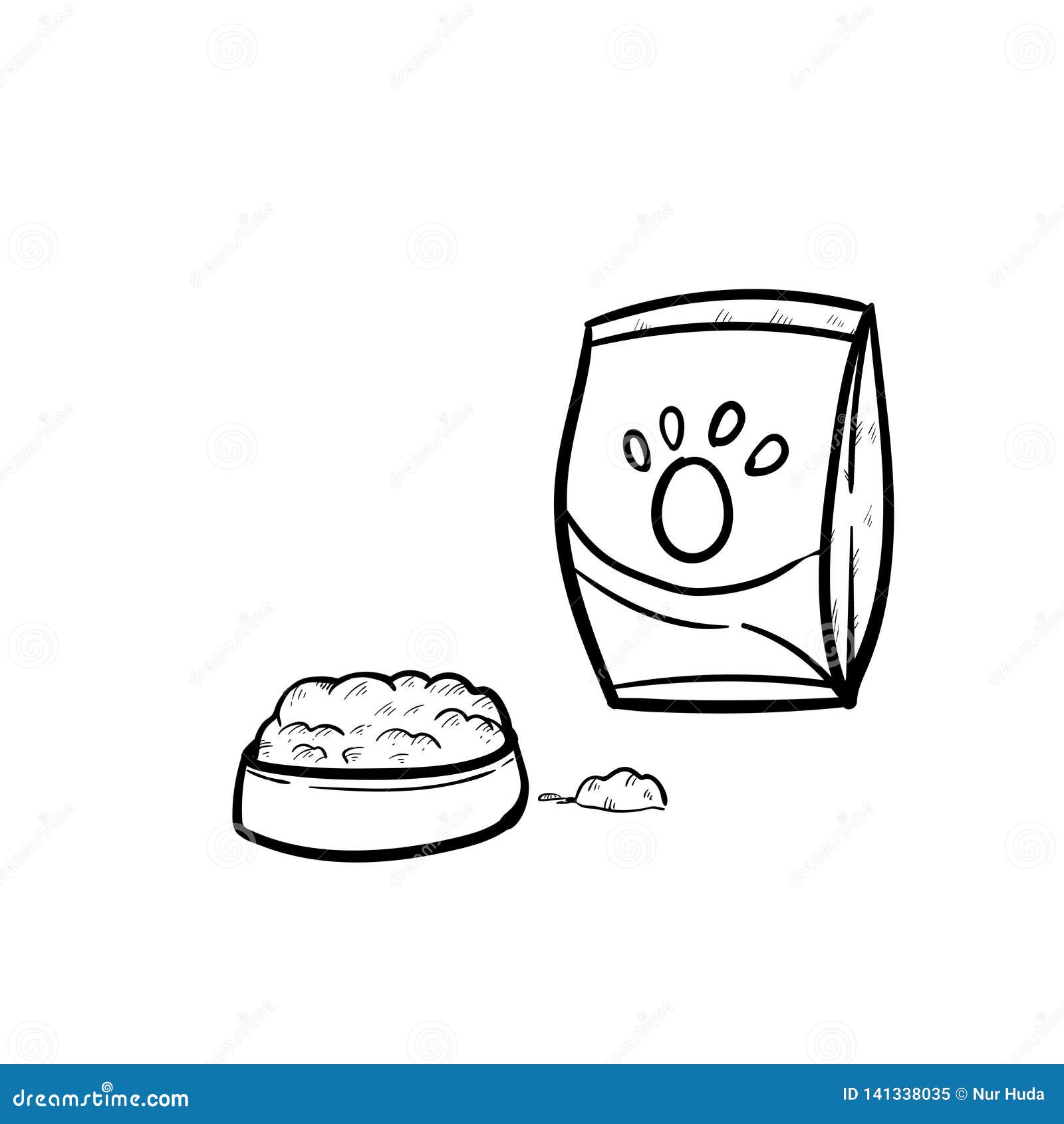 Dog Food Doodle Icon Vector Hand Drawing Stock Vector - Illustration of ...