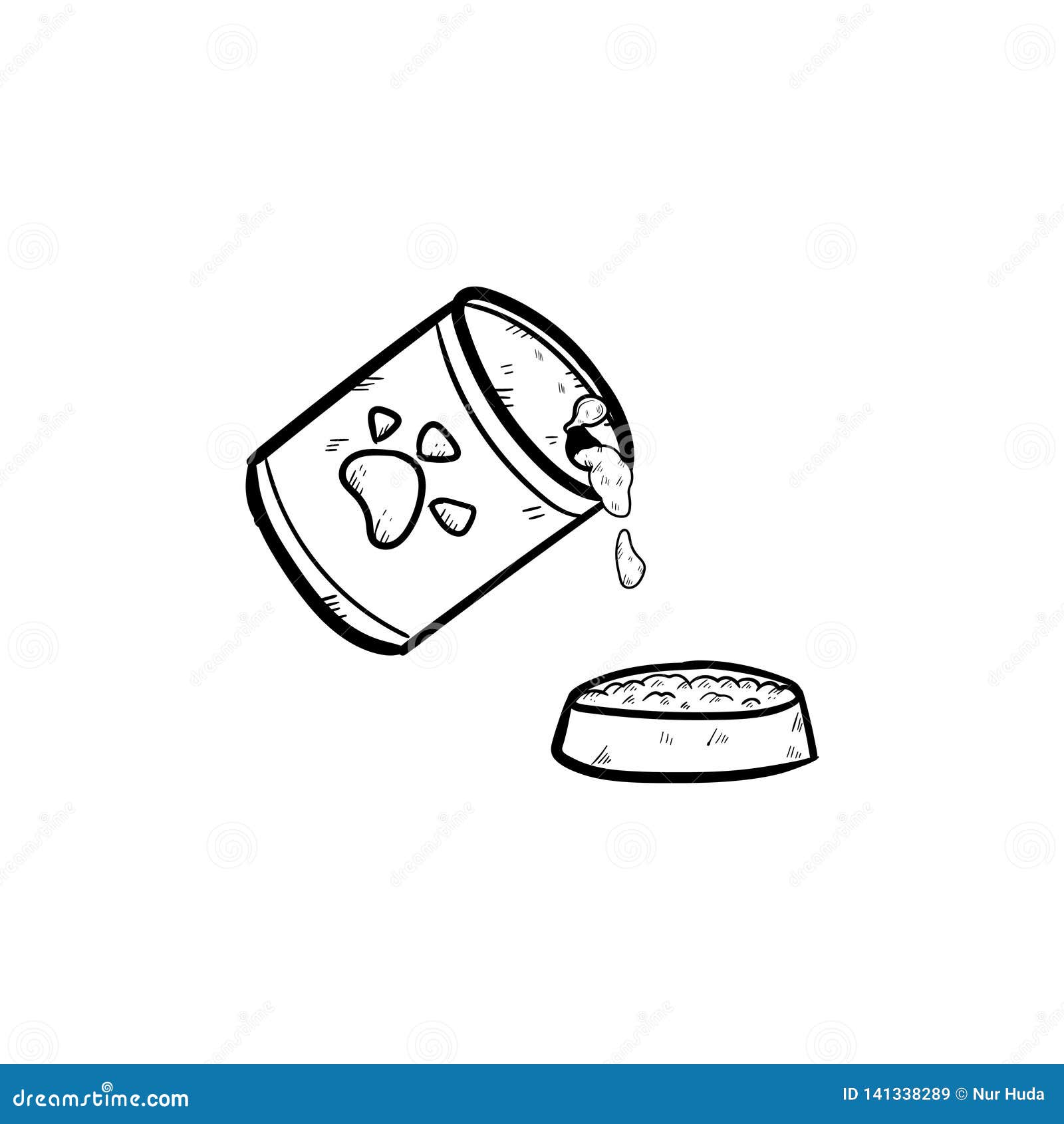 Dog Food Doodle Icon Vector Hand Drawing Stock Illustration ...