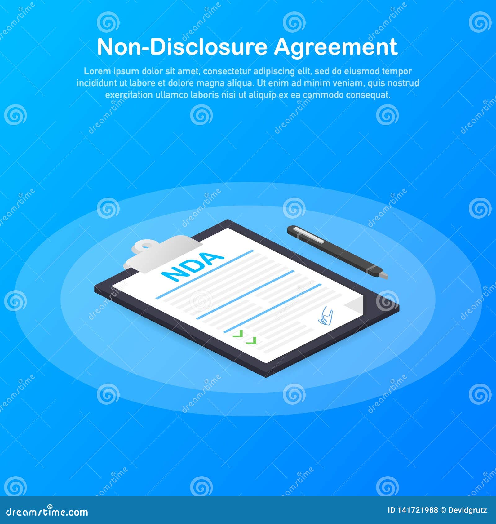 Signing NDA. Non Disclosure Agreement Document. Vector Illustration ...