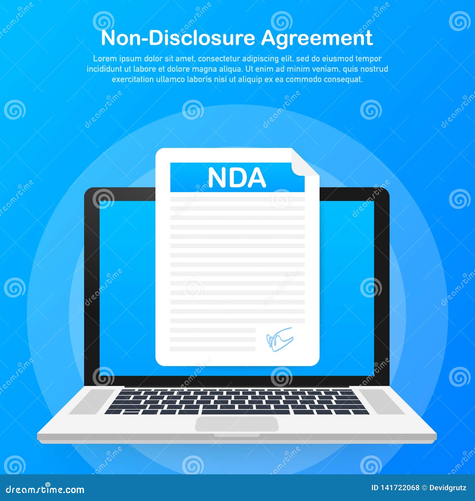 Signing NDA. Non Disclosure Agreement Document. Vector Illustration ...