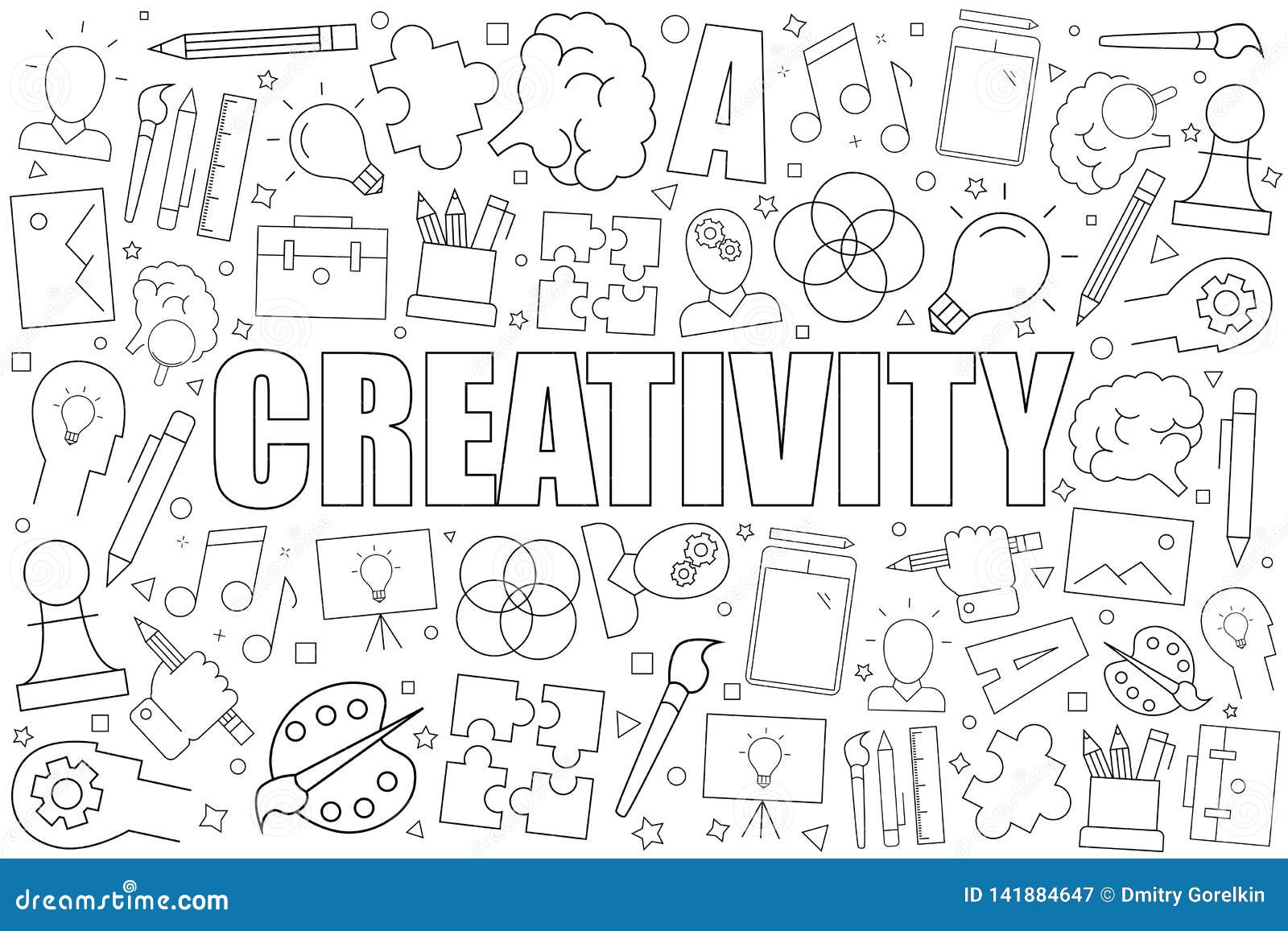 Creativity Background from Line Icon. Linear Illustration Stock Vector ...