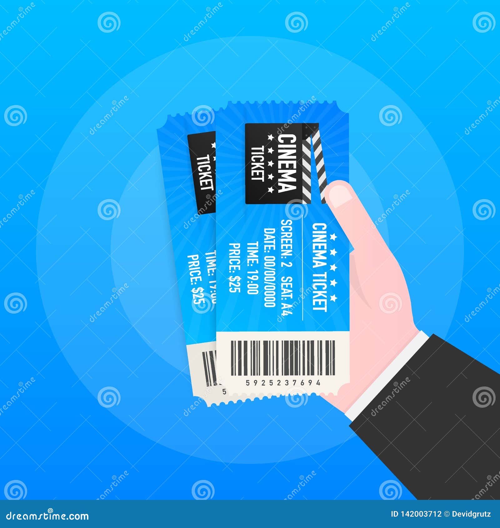 Hand Holding Two Tickets. Cinema Tickets. Vector Illustration. Stock ...