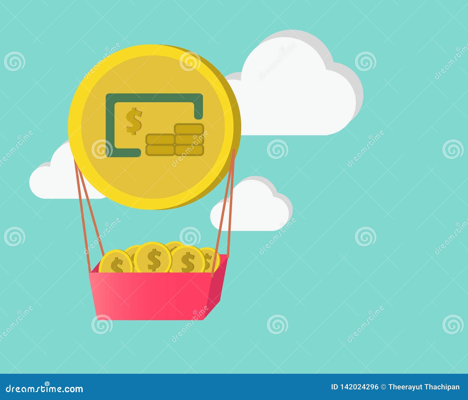 Balloon Coin and Cloud Business Finance Concept Stock Vector ...