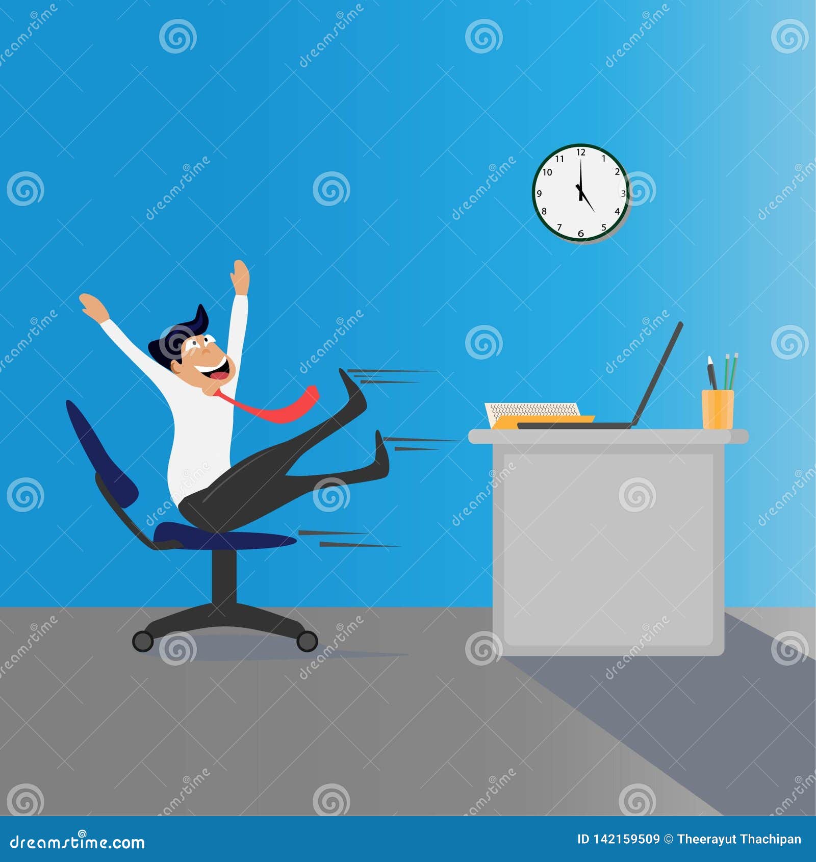 Quit Work. Work Happily Concept Stock Illustration - Illustration of ...