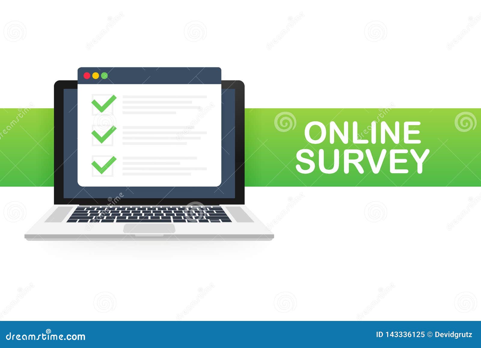 Online Survey, Checklist, Questionnaire Icon. Laptop, Computer Screen ...