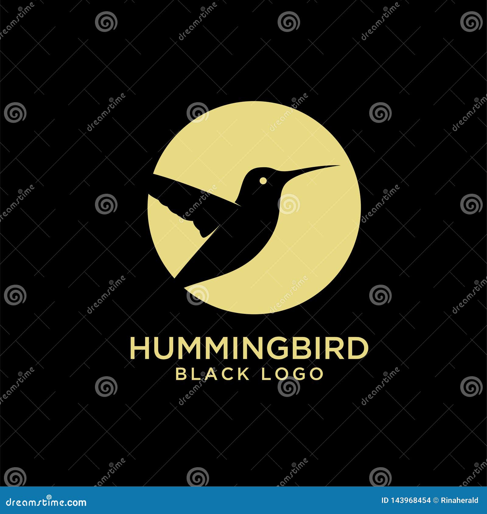 Hummingbird Gold Black Flat Circle Logo Icon Designs Vector ...