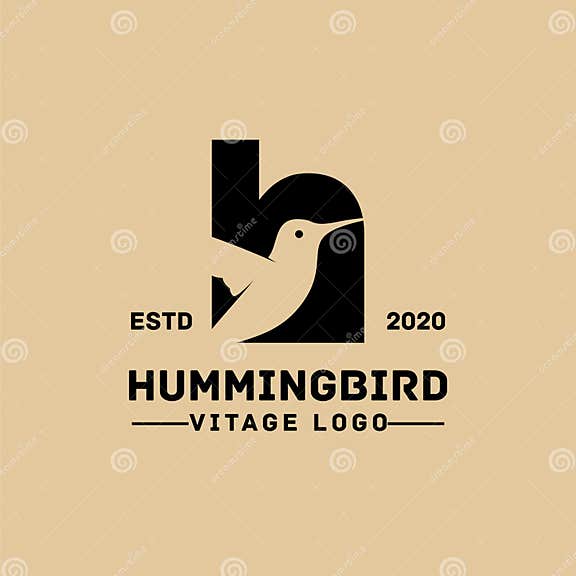 Letter H for Hummingbird Black Logo Icon Designs Vector Illustration ...