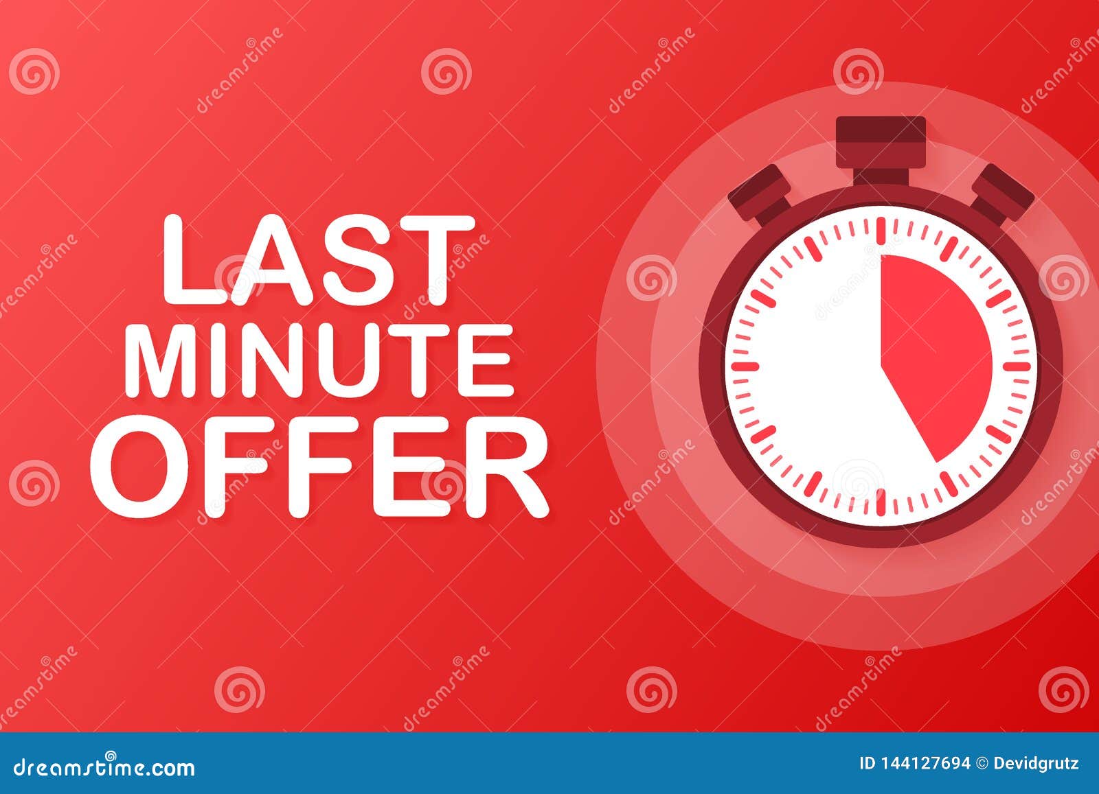 Red Last Minute Offer Button Sign, Alarm Clock Countdown Logo. Vector ...