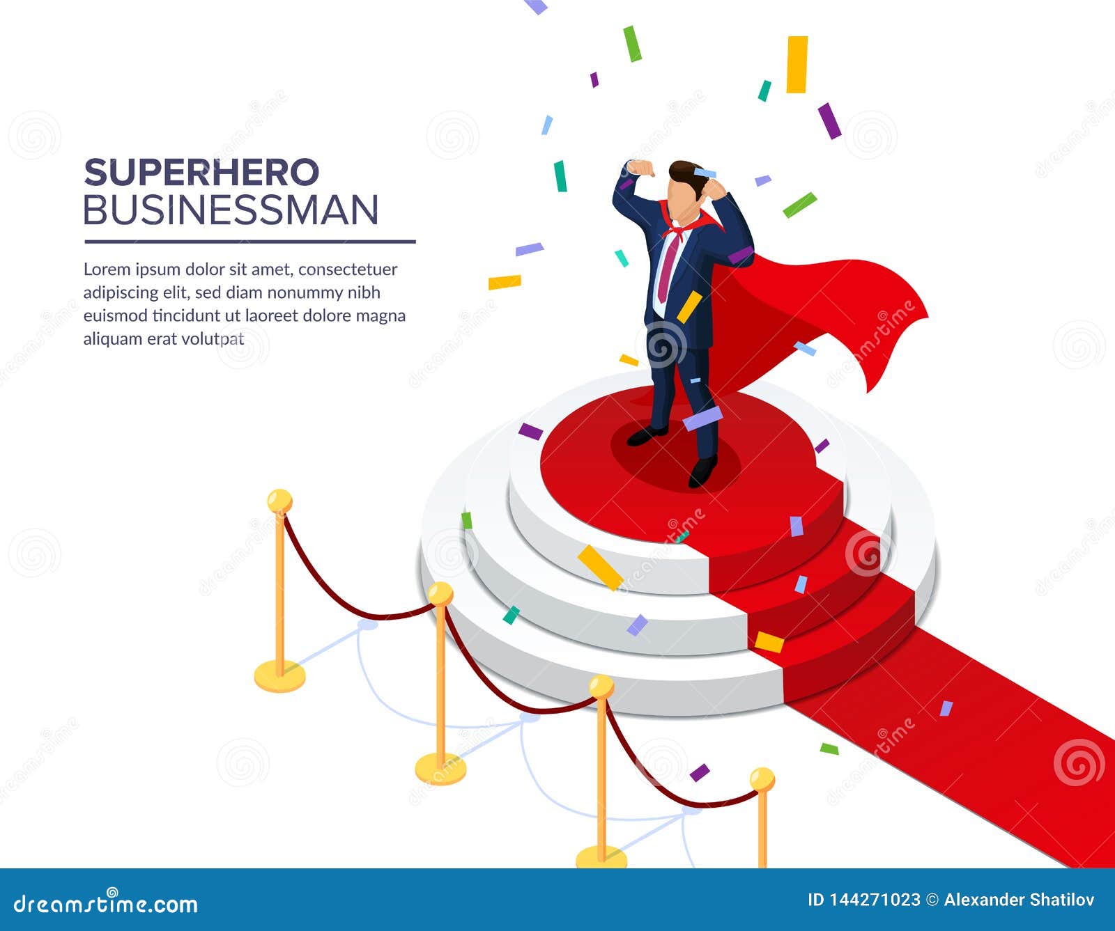 Superhero Businessman Standing on a Pedestal. the Best Employee of the ...