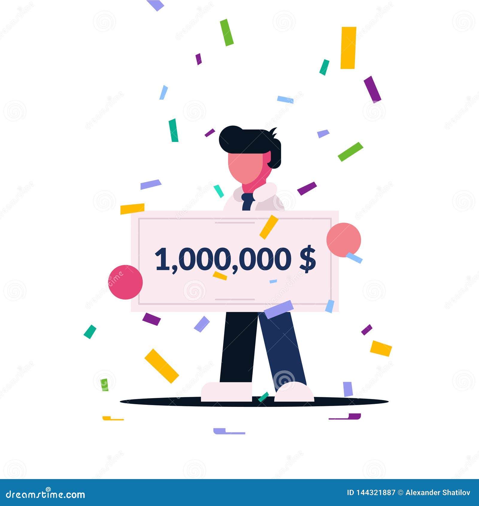 Winning Check for a Large Amount. the Man Won the Lottery. Lucky Man ...