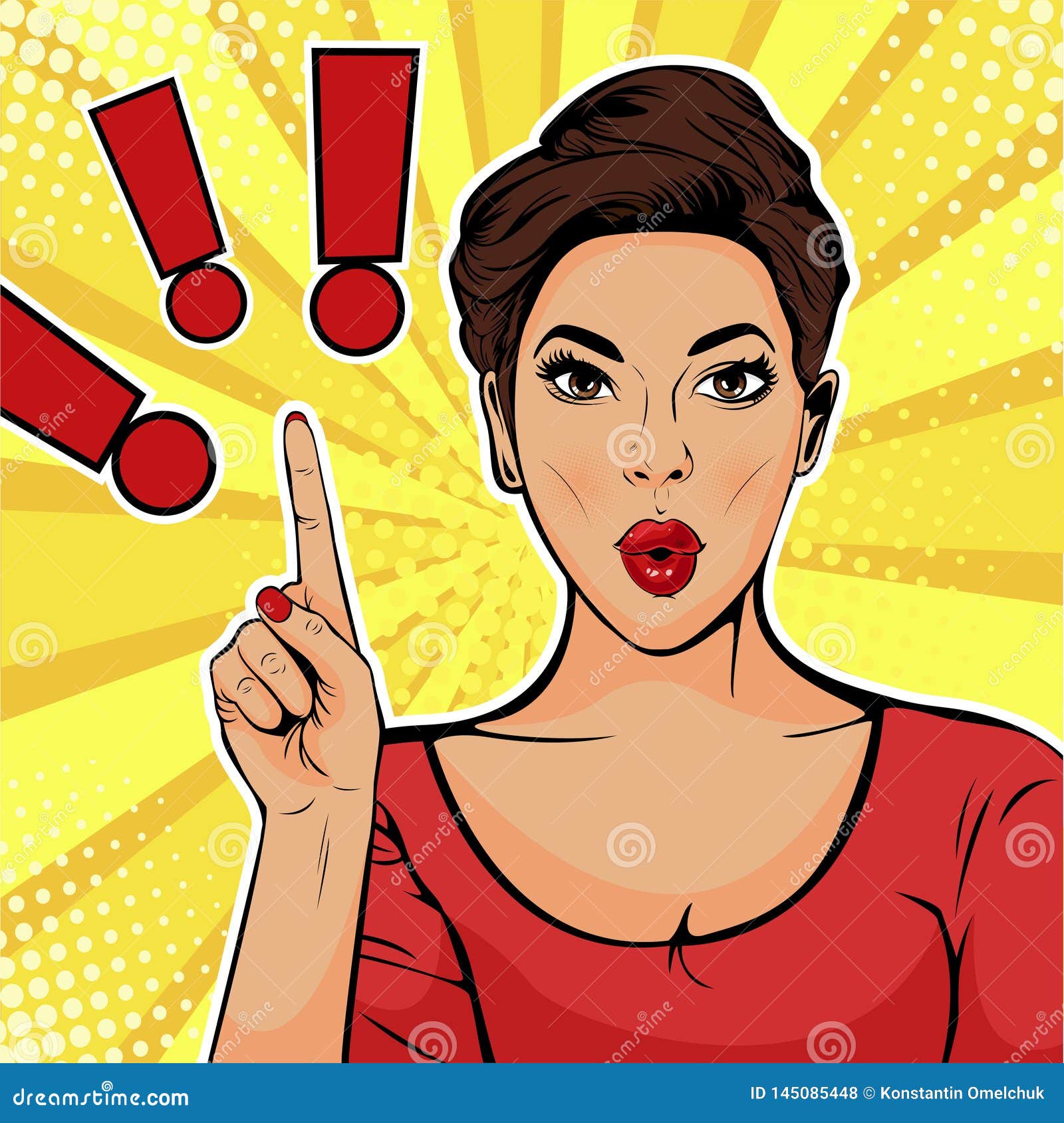 Pop Art Exclamation Point and Surprised Woman Stock Vector ...